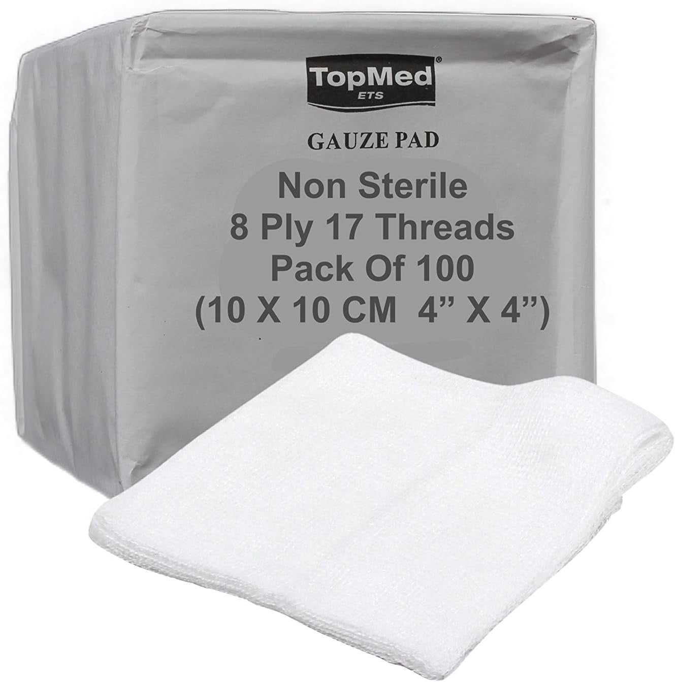 TOPMED ETS Cotton Gauze Swabs, Non-Sterile,White,8 Ply 17 Threads Pack ...