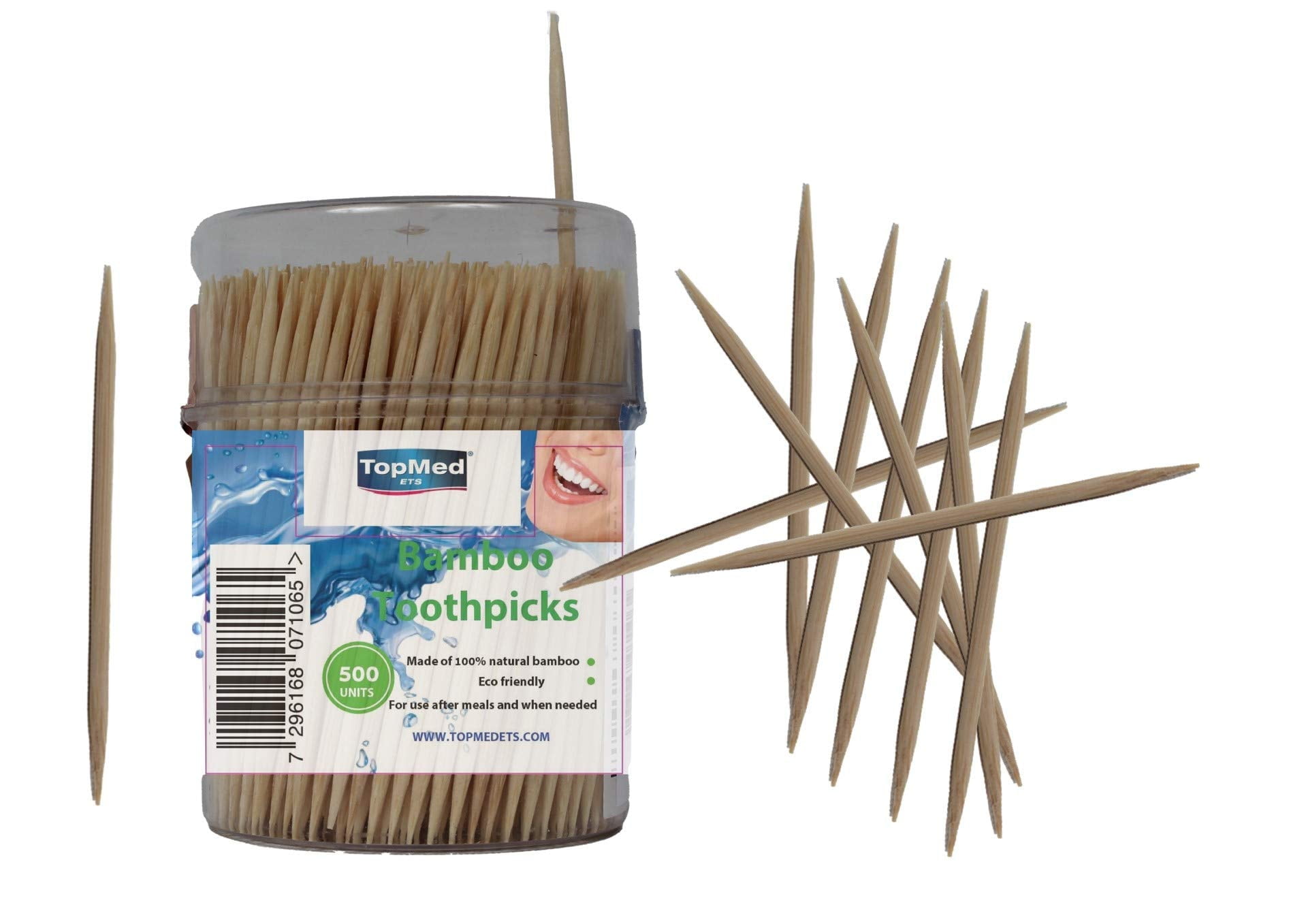 TOPMED ETS Natural Bamboo Wooden Toothpicks, 500 Count - Walmart.com