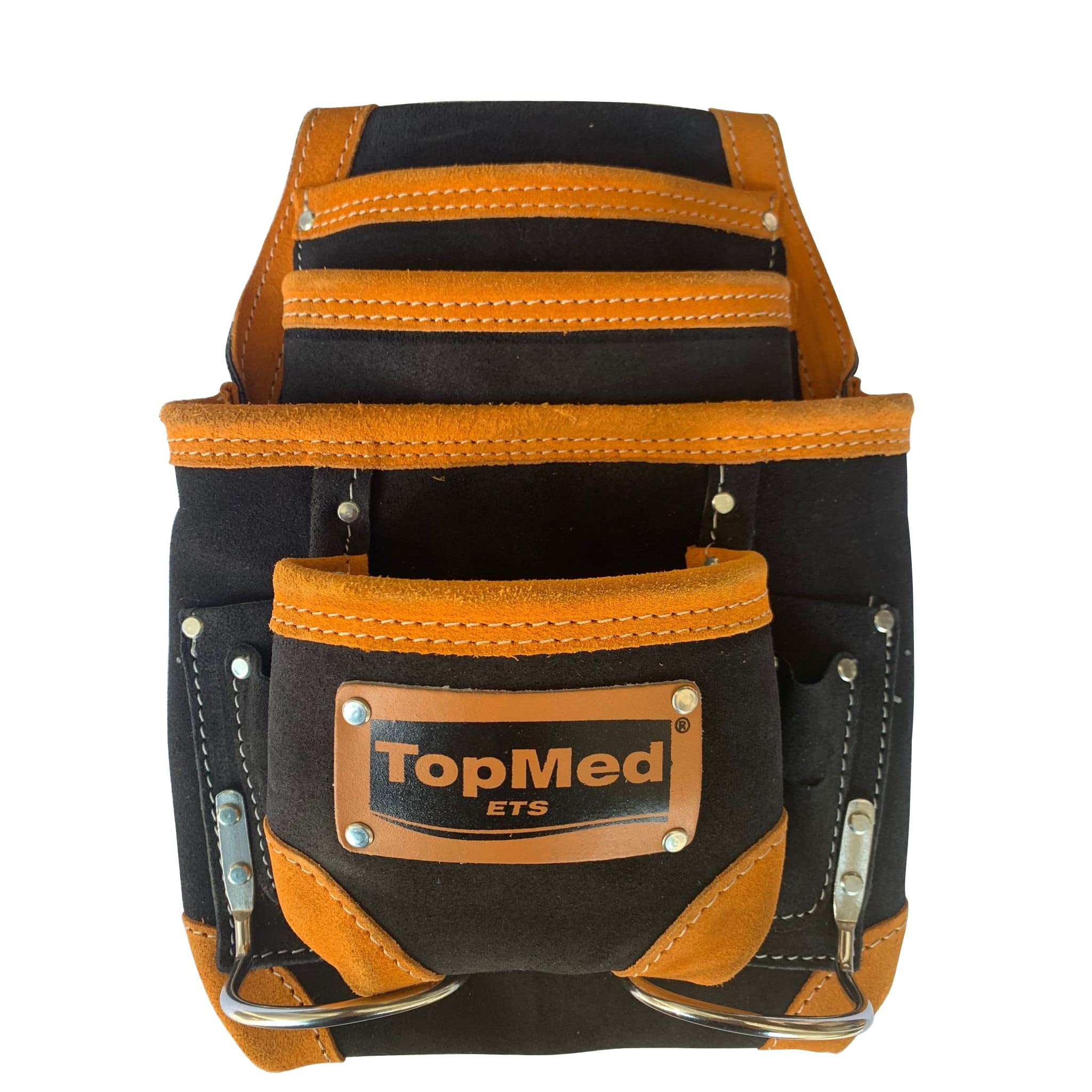TOPMED ETS Premium Versatile Tool Bag, Heavy Duty Leather Bag with Multiple Pockets for ...