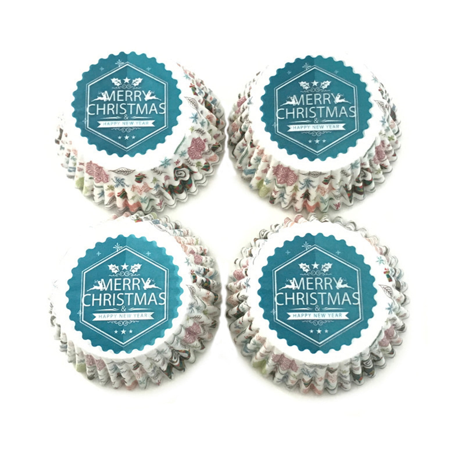 TOPRenddon 100 Christmas Baking Cups - Oil Proof Muffin Liners for ...