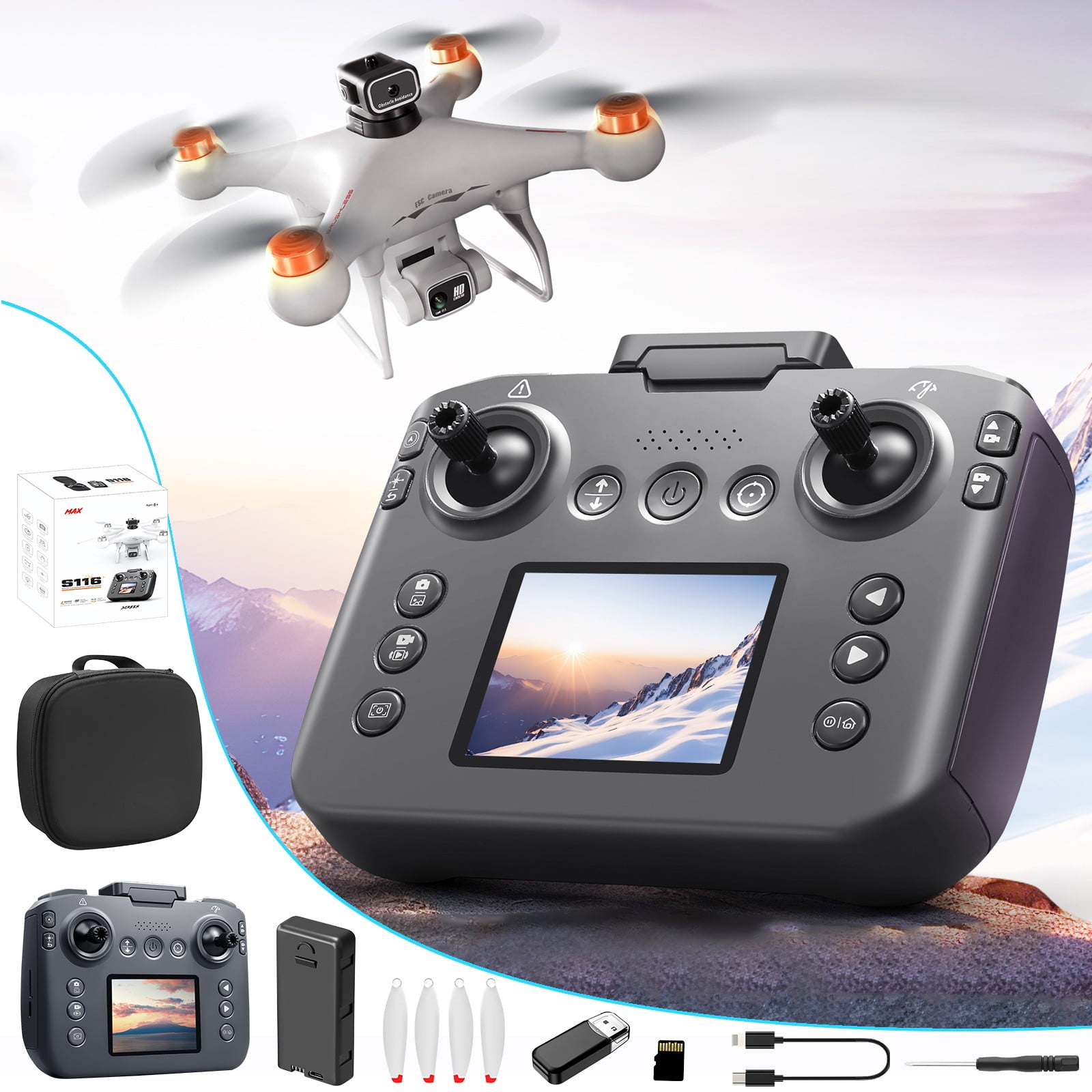 TOPRenddon 1080P HD Camera Drone with Screen Remote, Brushless Motor ...