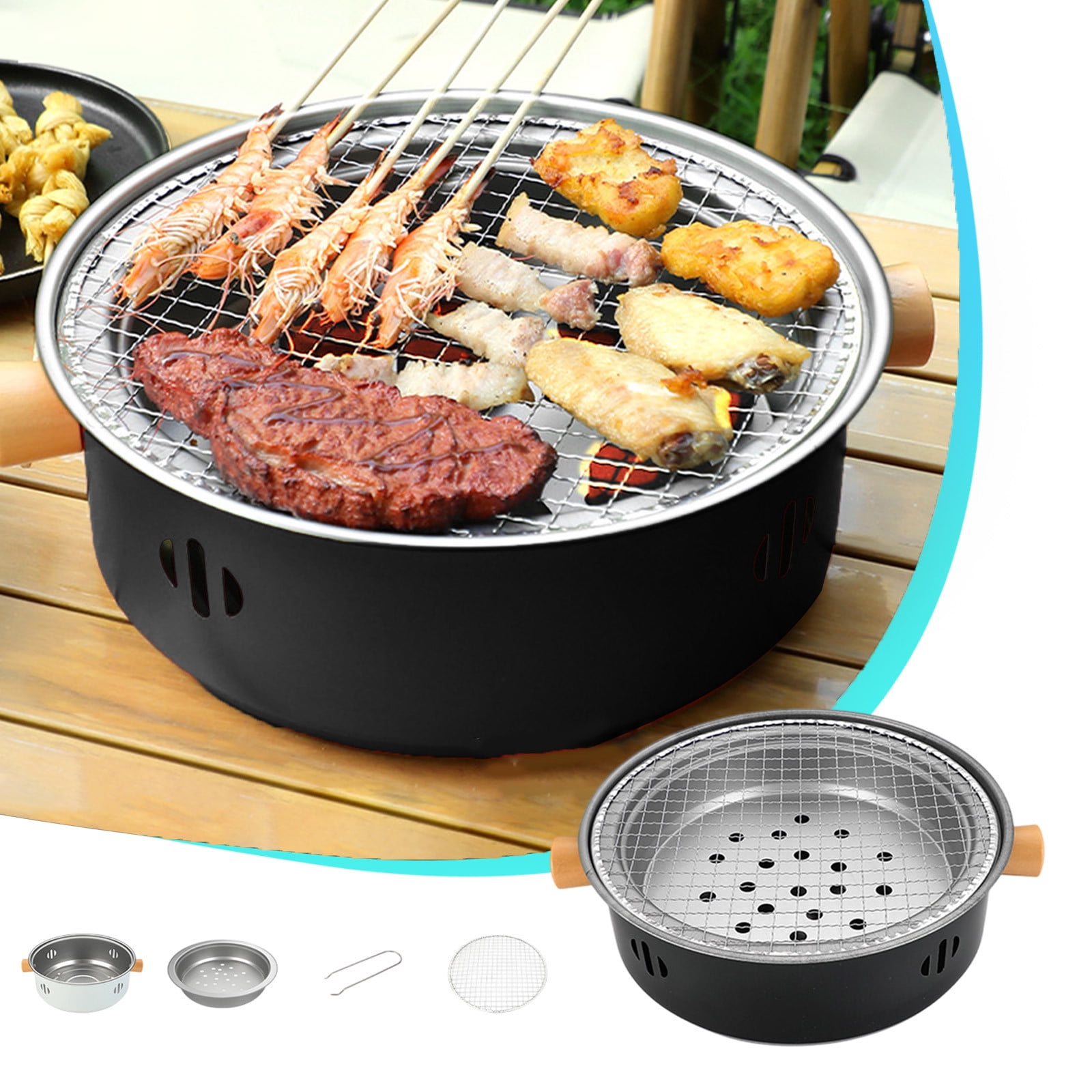 TOPRenddon 12.6” Portable Round Charcoal Grill for Outdoor Cooking ...