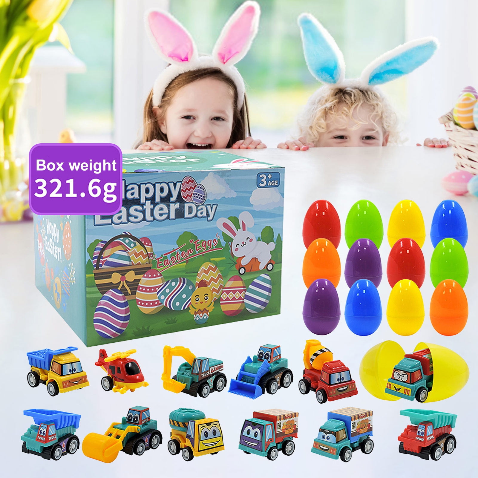 TOPRenddon 12 Pack Prefilled Easter Eggs with Squeeze Toys Inside, Easter Basket Stuffers Easter ...