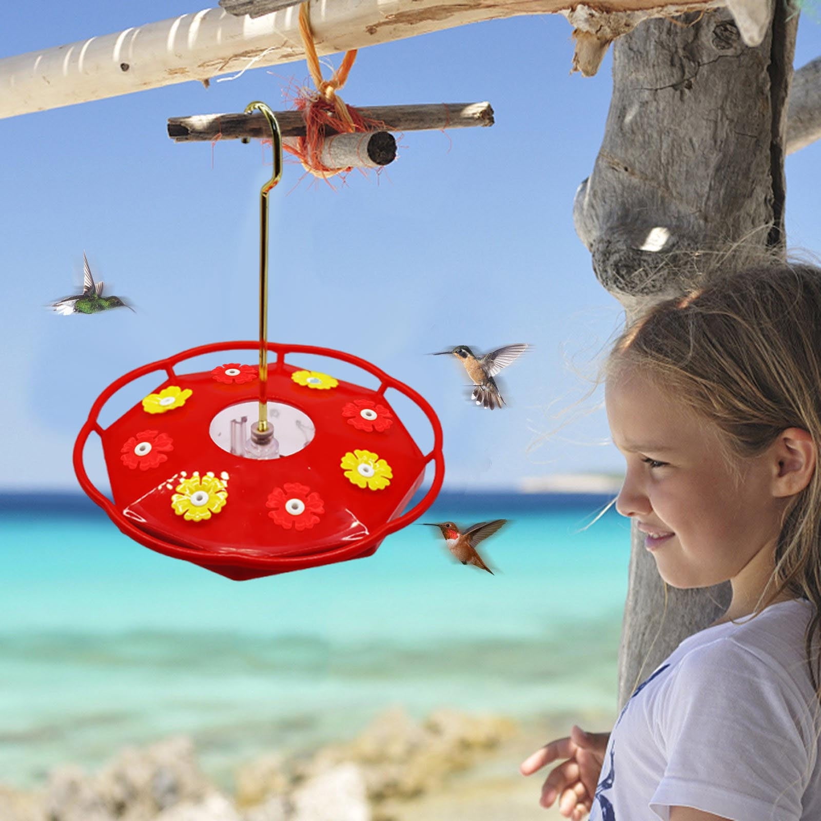 TOPRenddon 16 oz Hanging Hummingbird Feeder, Outdoor Hummingbird ...
