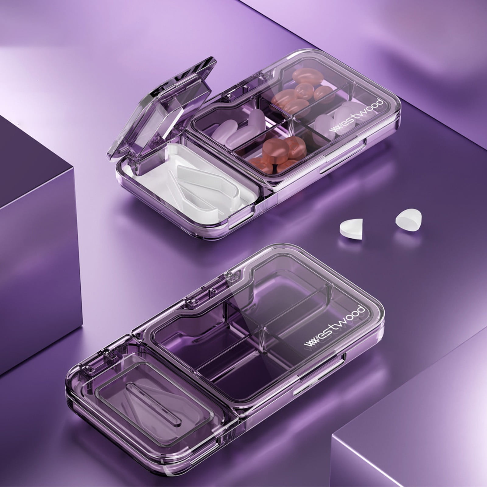 TOPRenddon 1PS Travel Pill Organizer, 5 Compartments Travel Pill Box ...