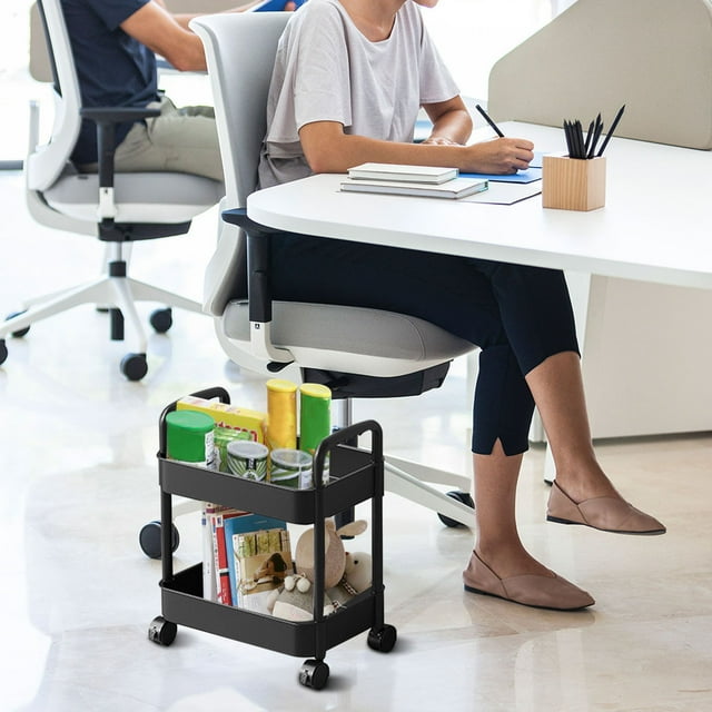 TOPRenddon 2-Tier Utility Rolling Cart Storage Organizer Sofa Side ...