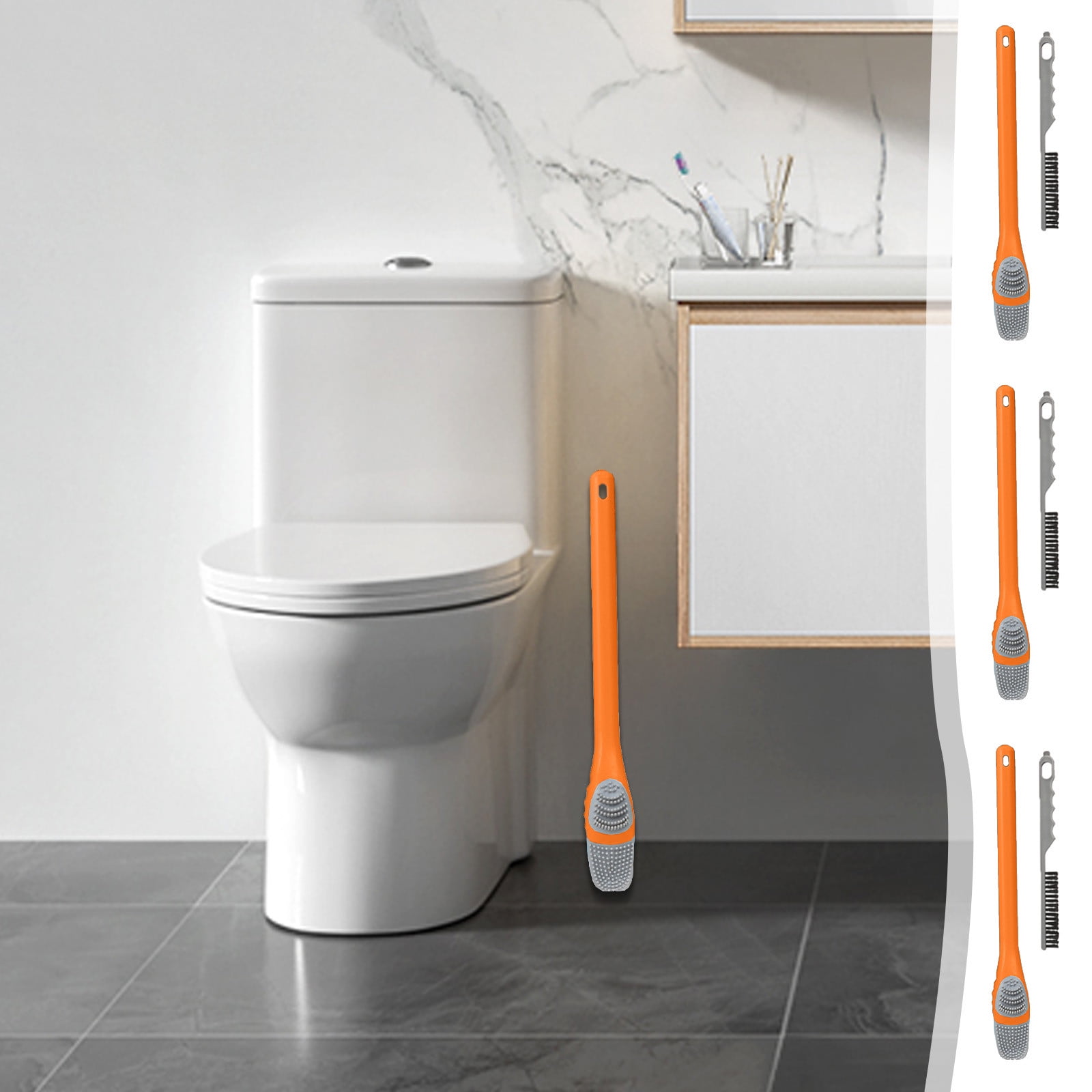 TOPRenddon 2-in-1 Toilet Brush and Crevice Cleaner Set – 3-Piece ...