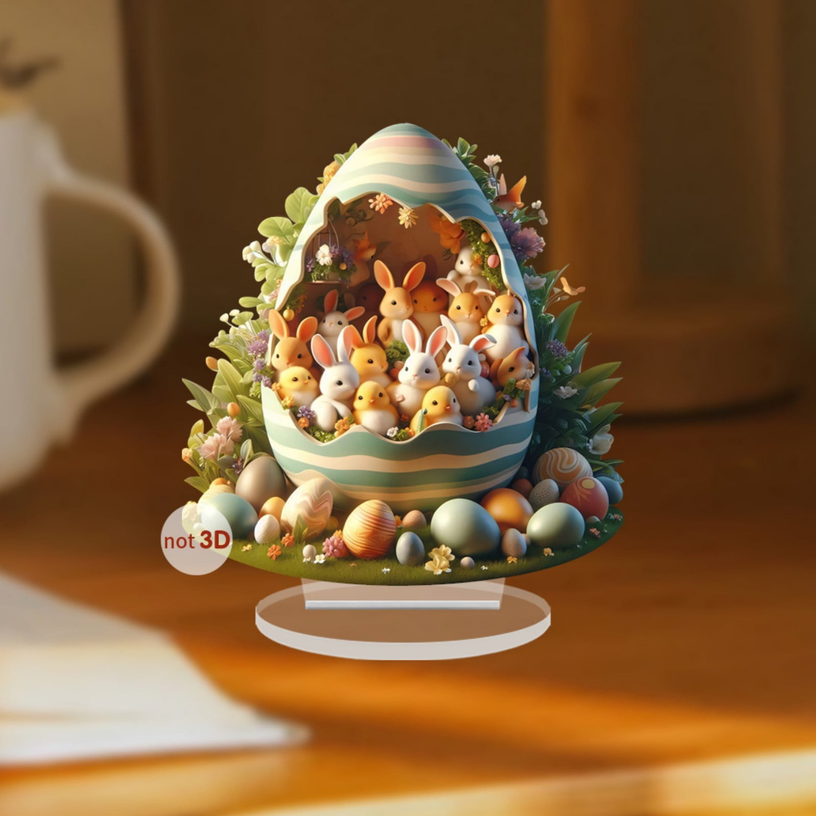 TOPRenddon ‌2D Easter Bunny House Acrylic Table Decor – Durable Spring ...