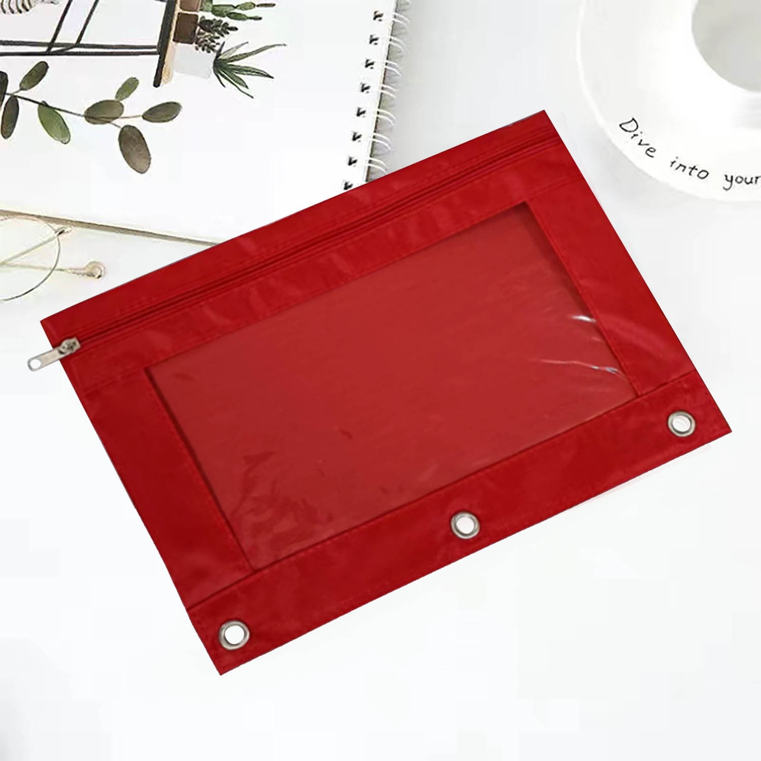 3-Ring Binder Pencil Pouch - Extra Large Clear Zippered Case for Pens ...