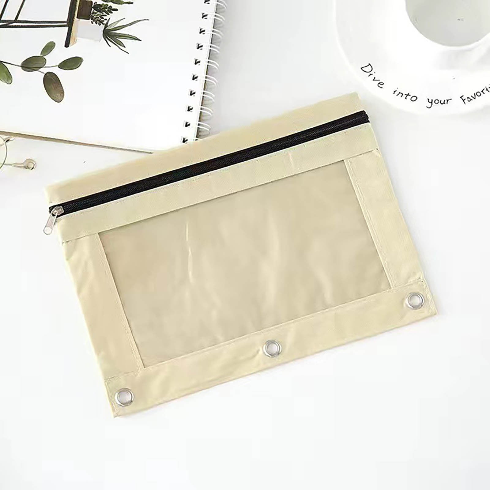 3-Ring Binder Pencil Pouch - Extra Large Clear Zippered Case for Pens ...
