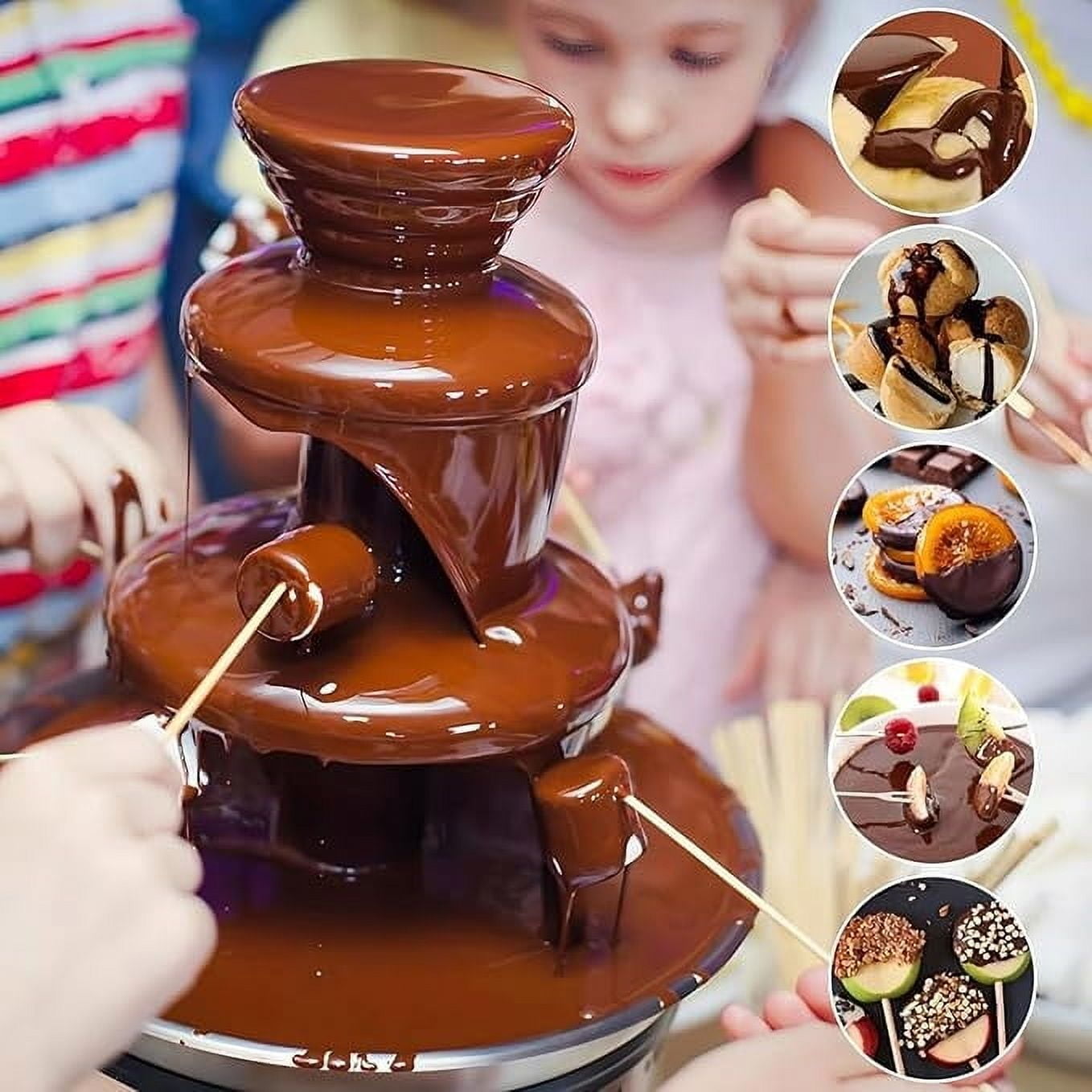 TOPRenddon 3-Tier Chocolate Fountain Machine | 10oz Stainless Steel ...