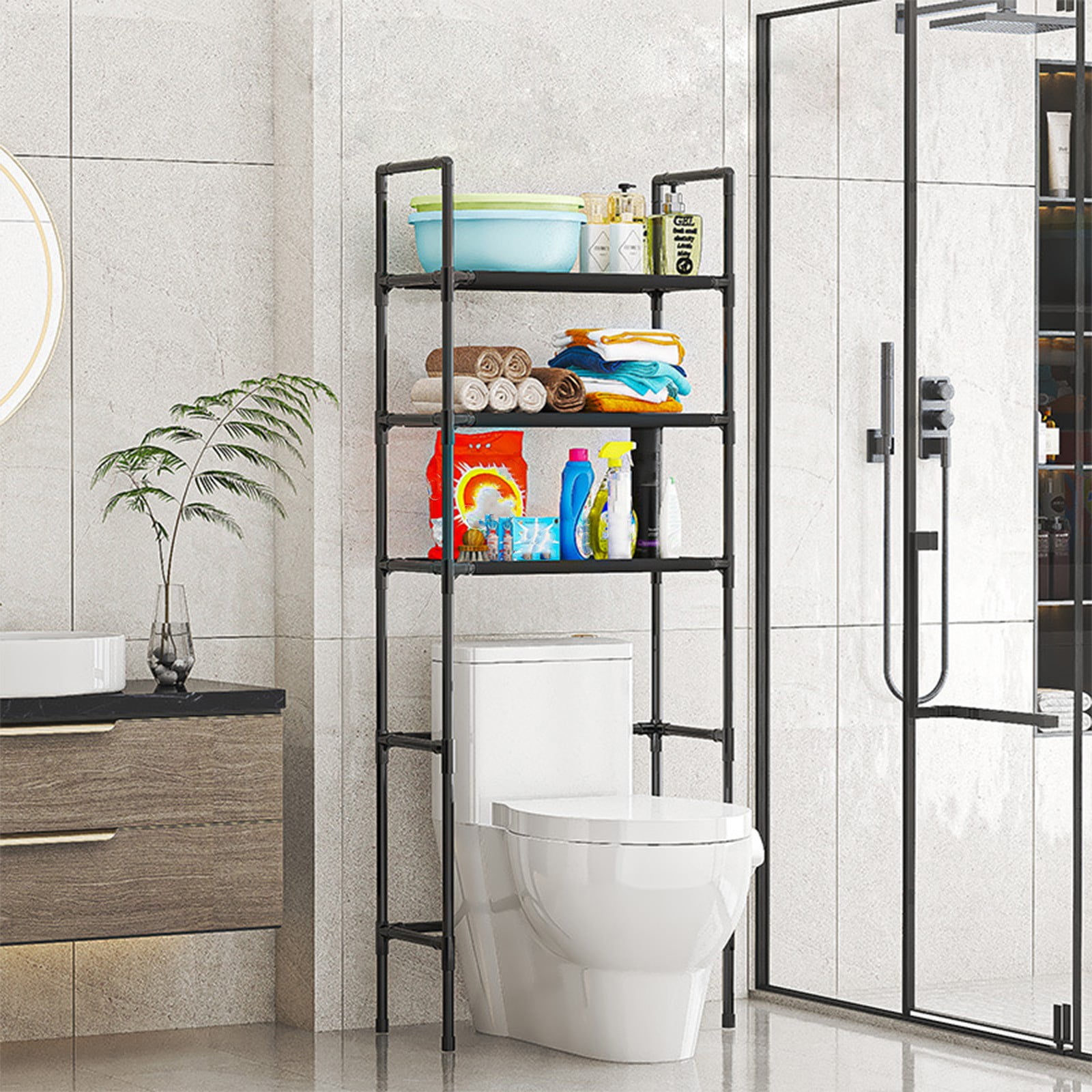 TOPRenddon 3-Tier Over The Toilet Storage, Space Saver Metal Bathroom ...