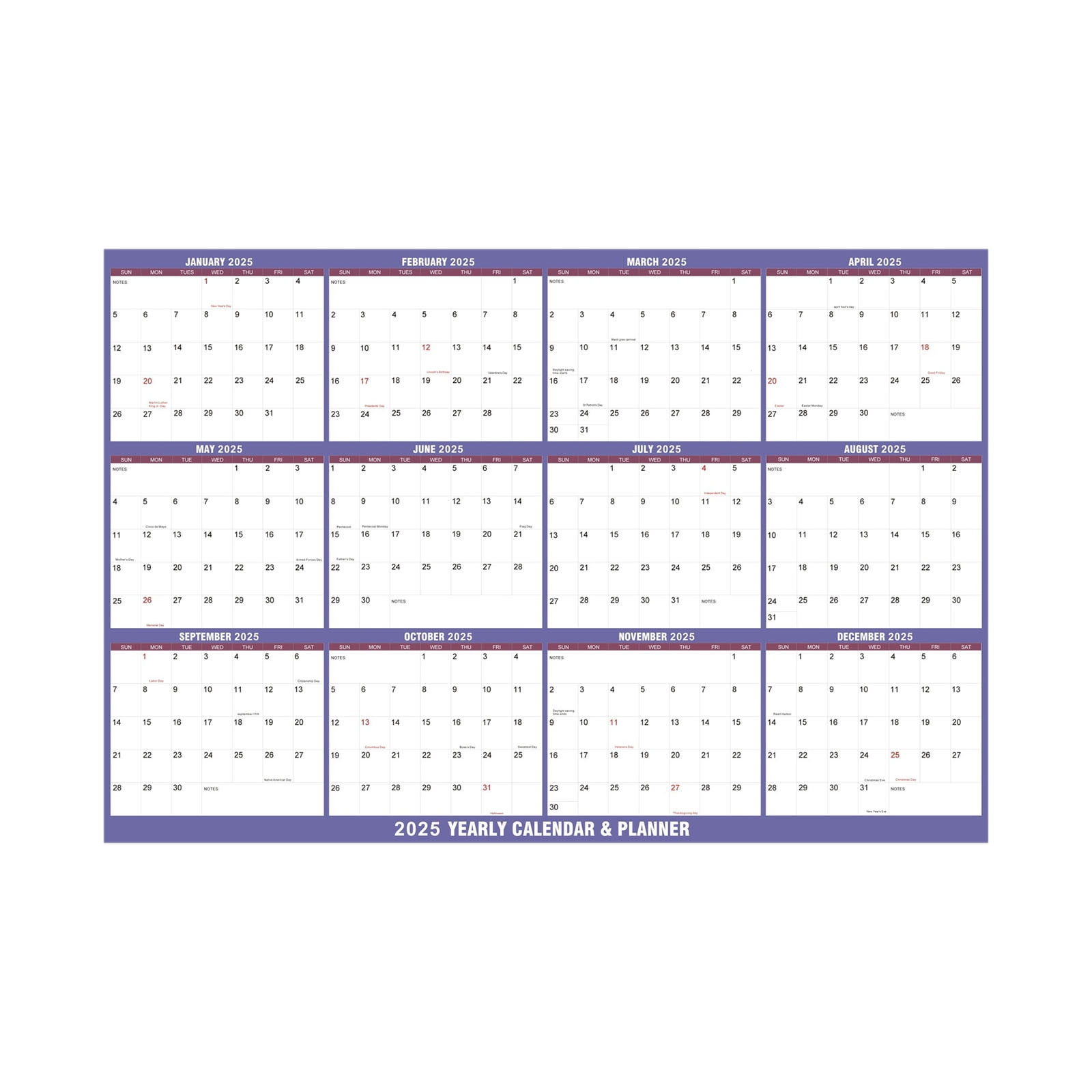 TOPRenddon 32" x 48" Paper Folded Wall Calendar Large 12 Month Annual ...