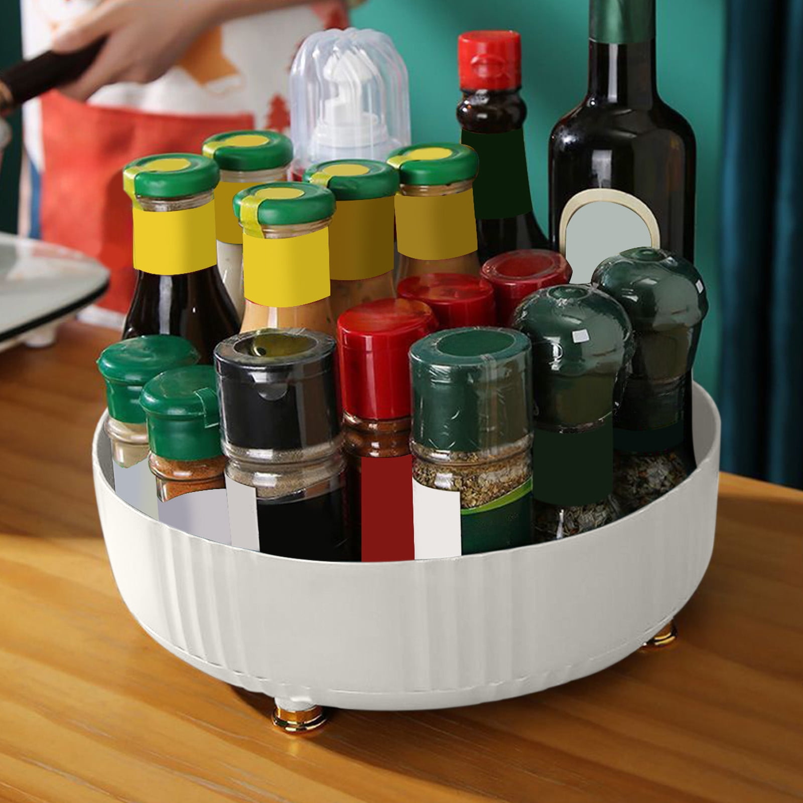 TOPRenddon 360 Degree Intelligent Rotary Kitchen Storage Rack Seasoning ...