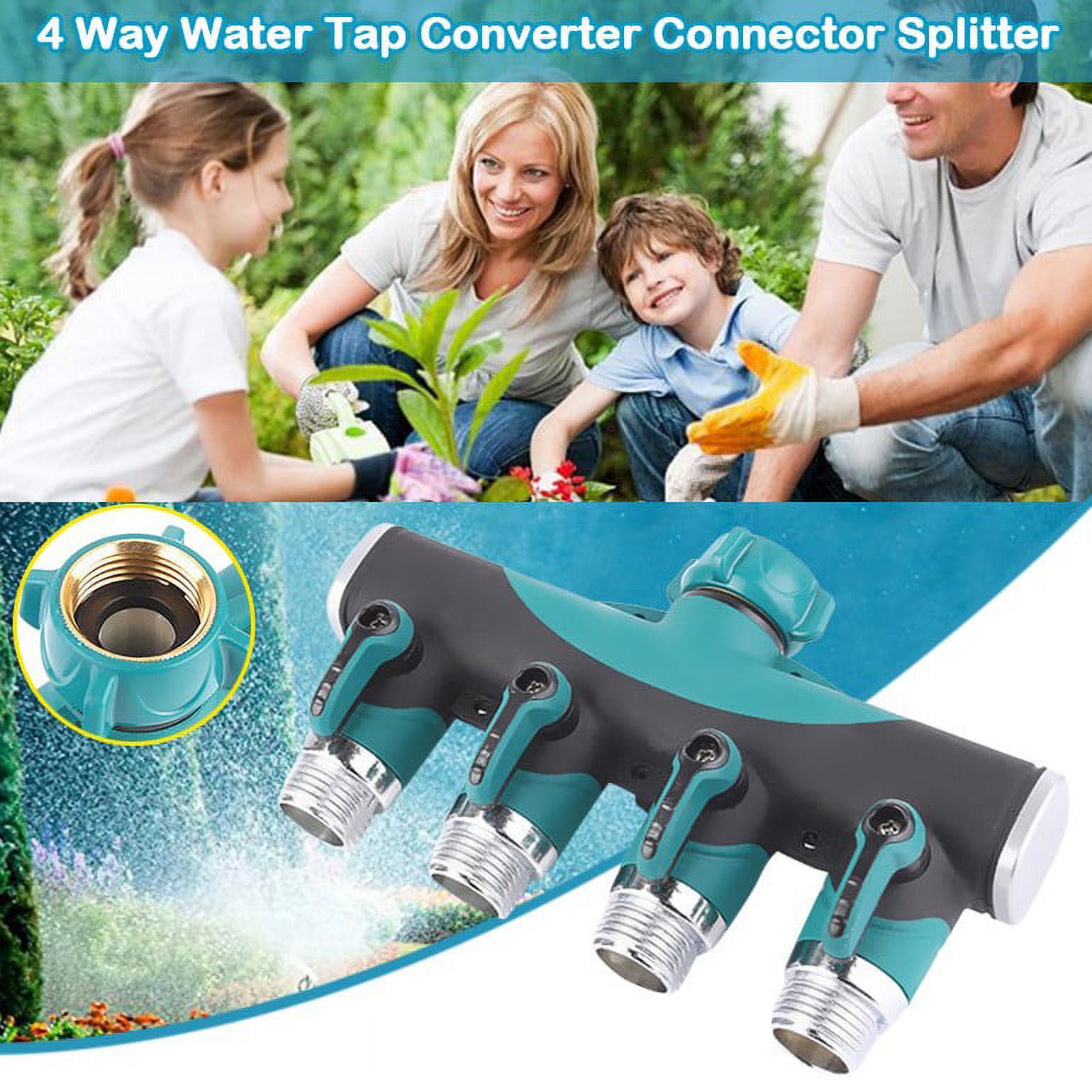 TOPRenddon 4 Way Hose Splitter, Premium Garden Hoses Connector, 4 Way ...