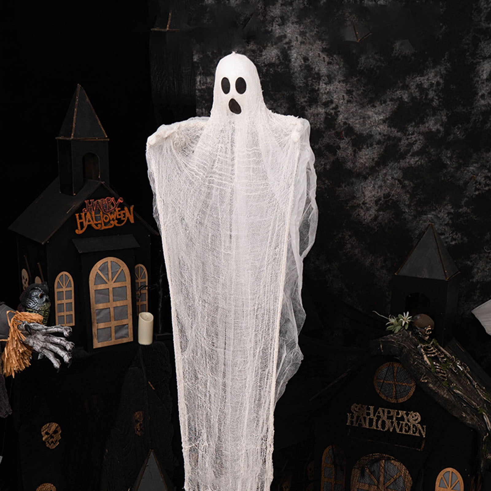 TOPRenddon 6ft Floating Ghost Decoration - Realistic White Gauze ...