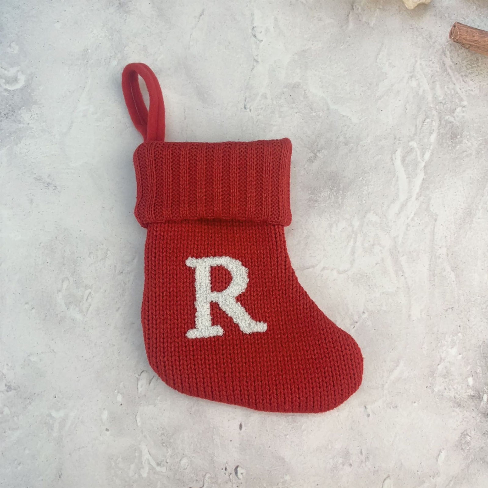 TOPRenddon 7 Inch Mini Monogram Stocking Red Christmas Initial Letter ...