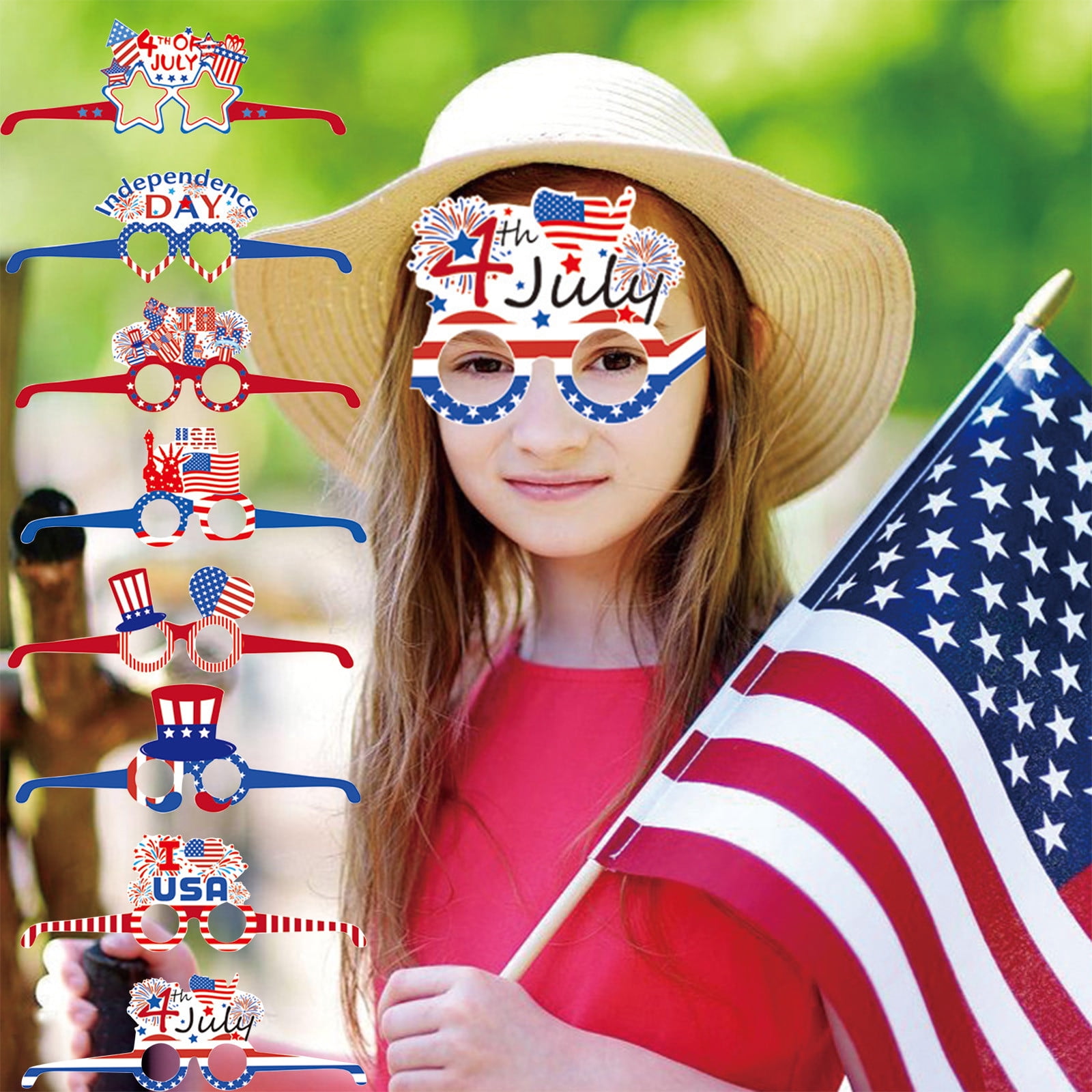 TOPRenddon 8-Pack Independence Day Patriotic Paper Glasses - Red White ...