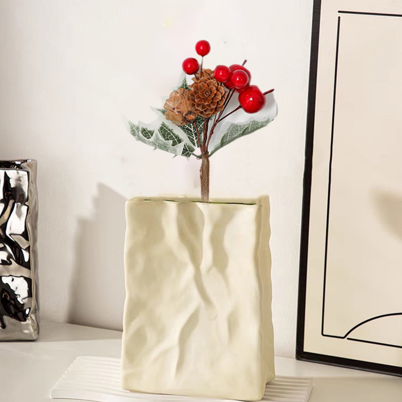 TOPRenddon Artificial Red Berry Stems, Christmas Red Berries Holly ...