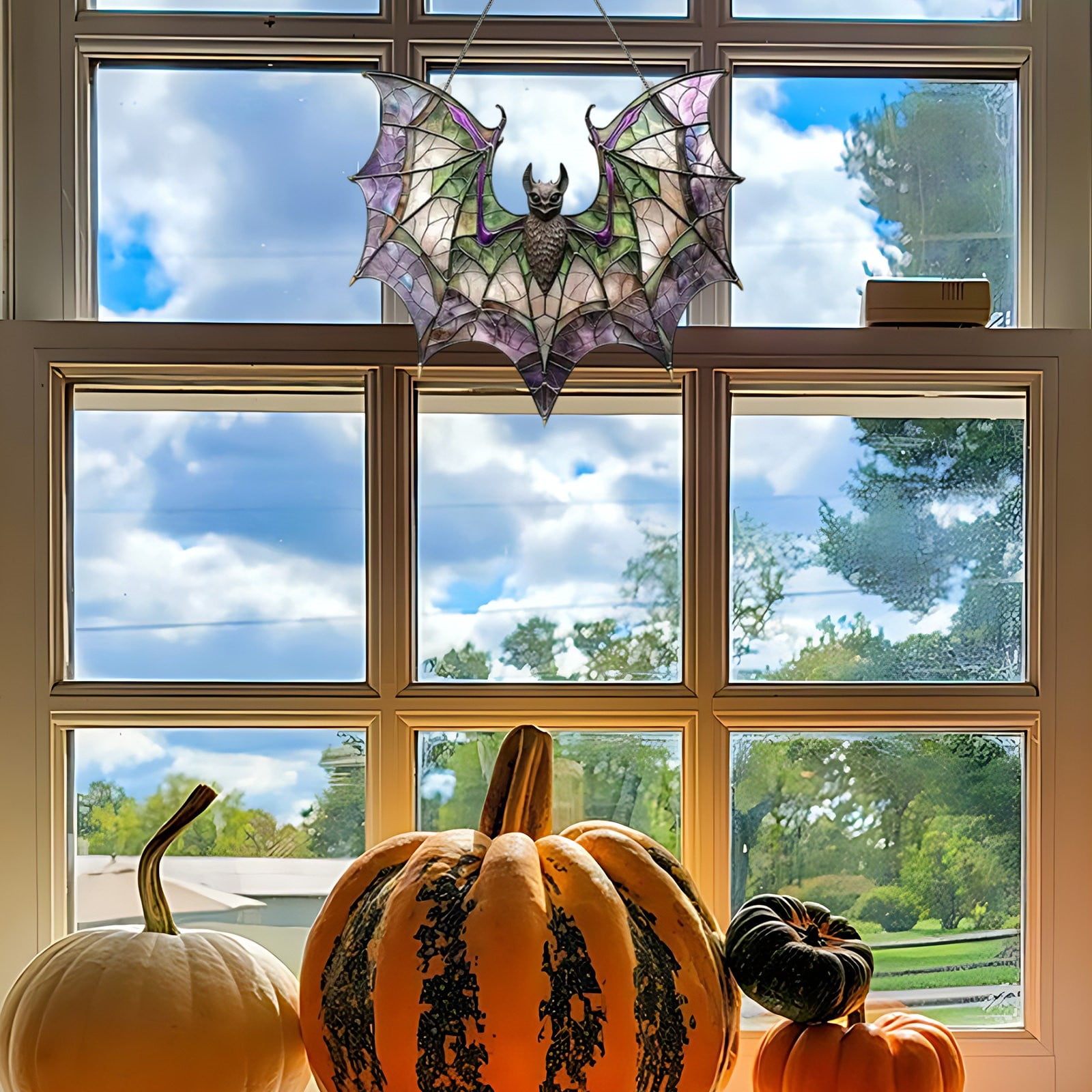 TOPRenddon Bat Decor Stained Acrylic Window Hanging, Glass Catcher ...