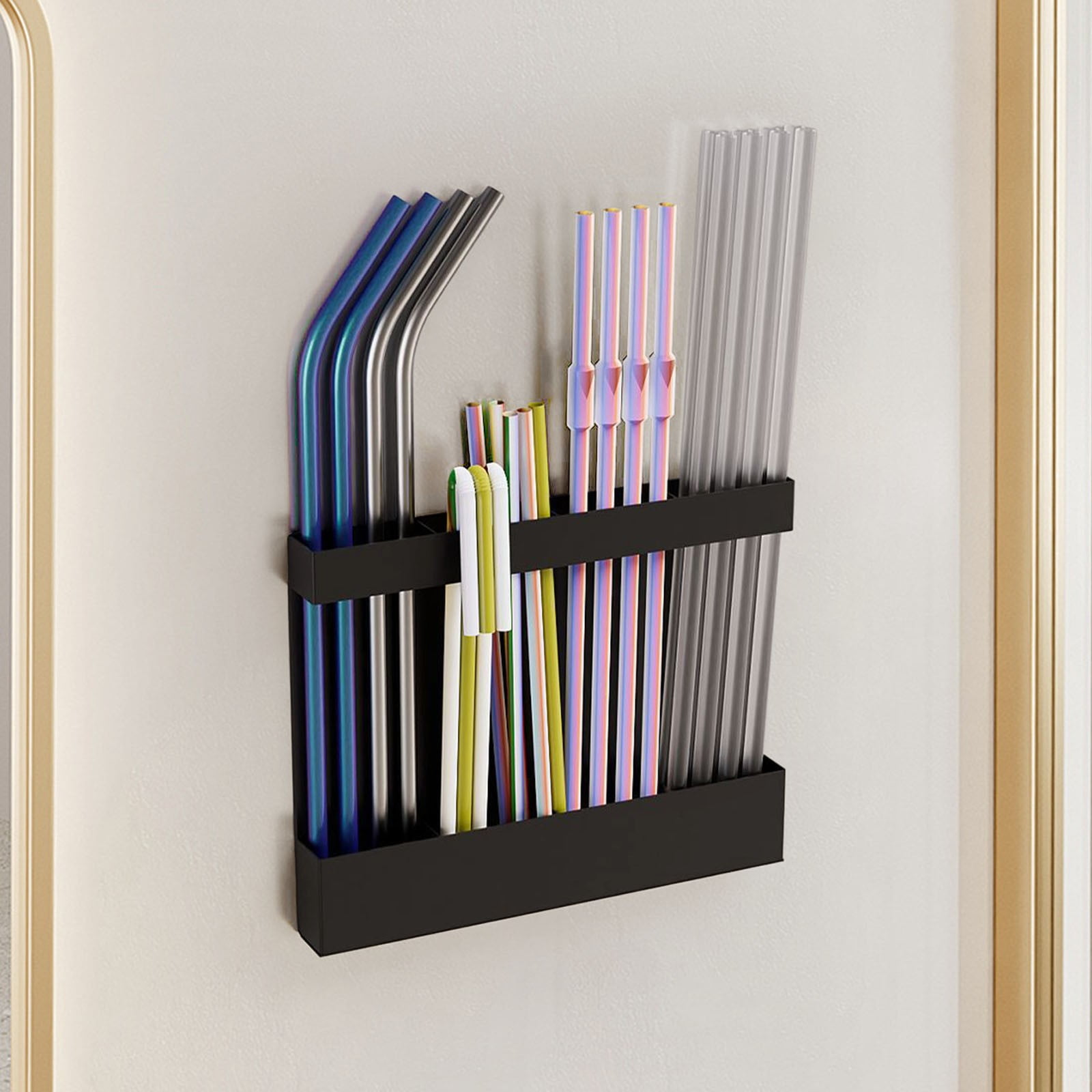 TOPRenddon Beech Wood Straw Dispenser - Under Cabinet Organizer for ...