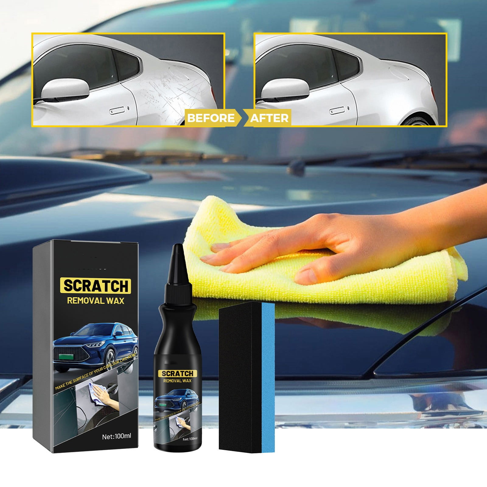 TOPRenddon Car Scratch Remover Paste & Sponge Kit 100ml – Color-Matched ...
