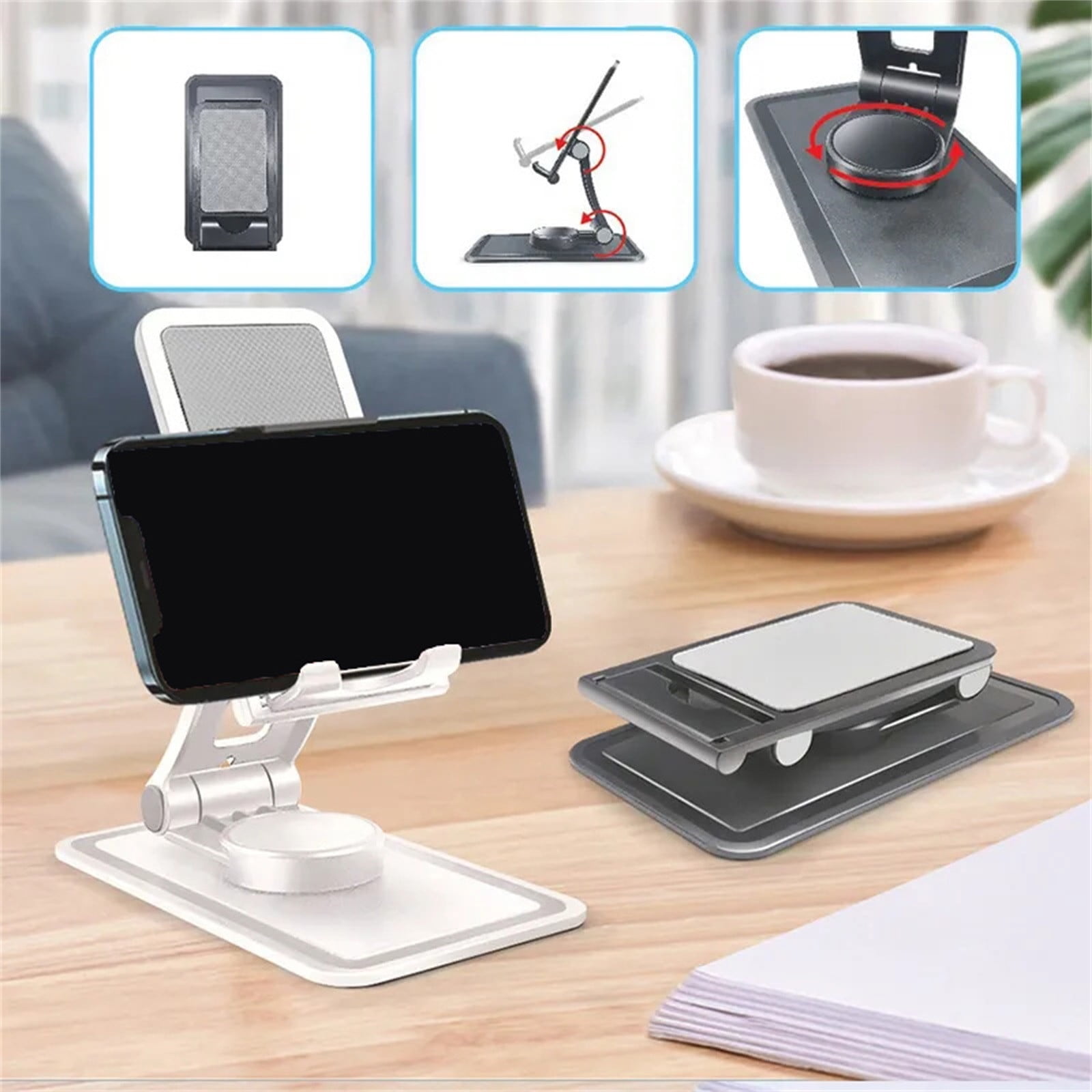 TOPRenddon Cell Phone Stand Adjustable Phone Holer for Desk，Metal ...