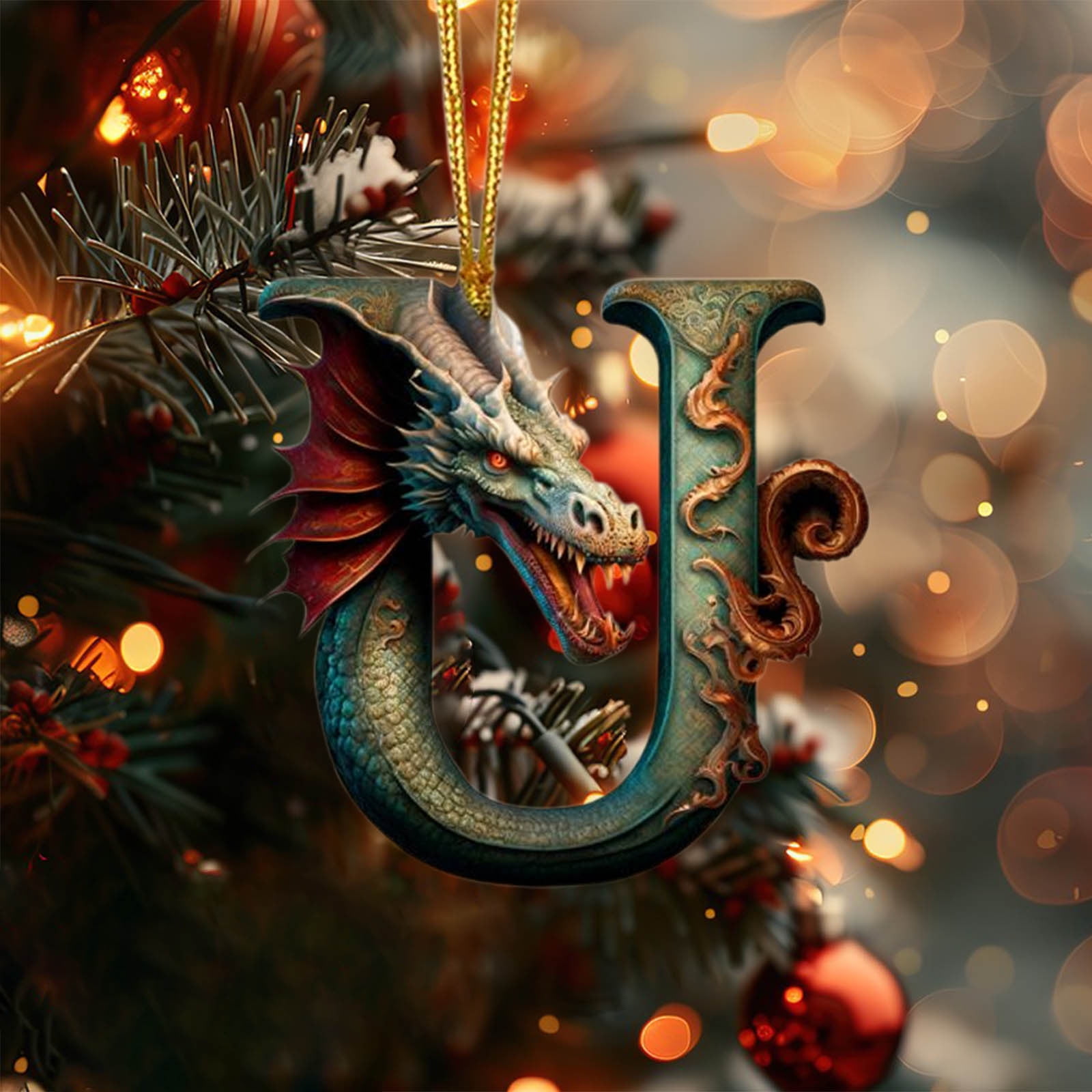 TOPRenddon Christmas Dragons 26 Letters Acrylic Ornament, Christmas ...