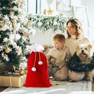 Red Velvet Santa Bag, Large Santa Bags with Drawstring Santa for ...