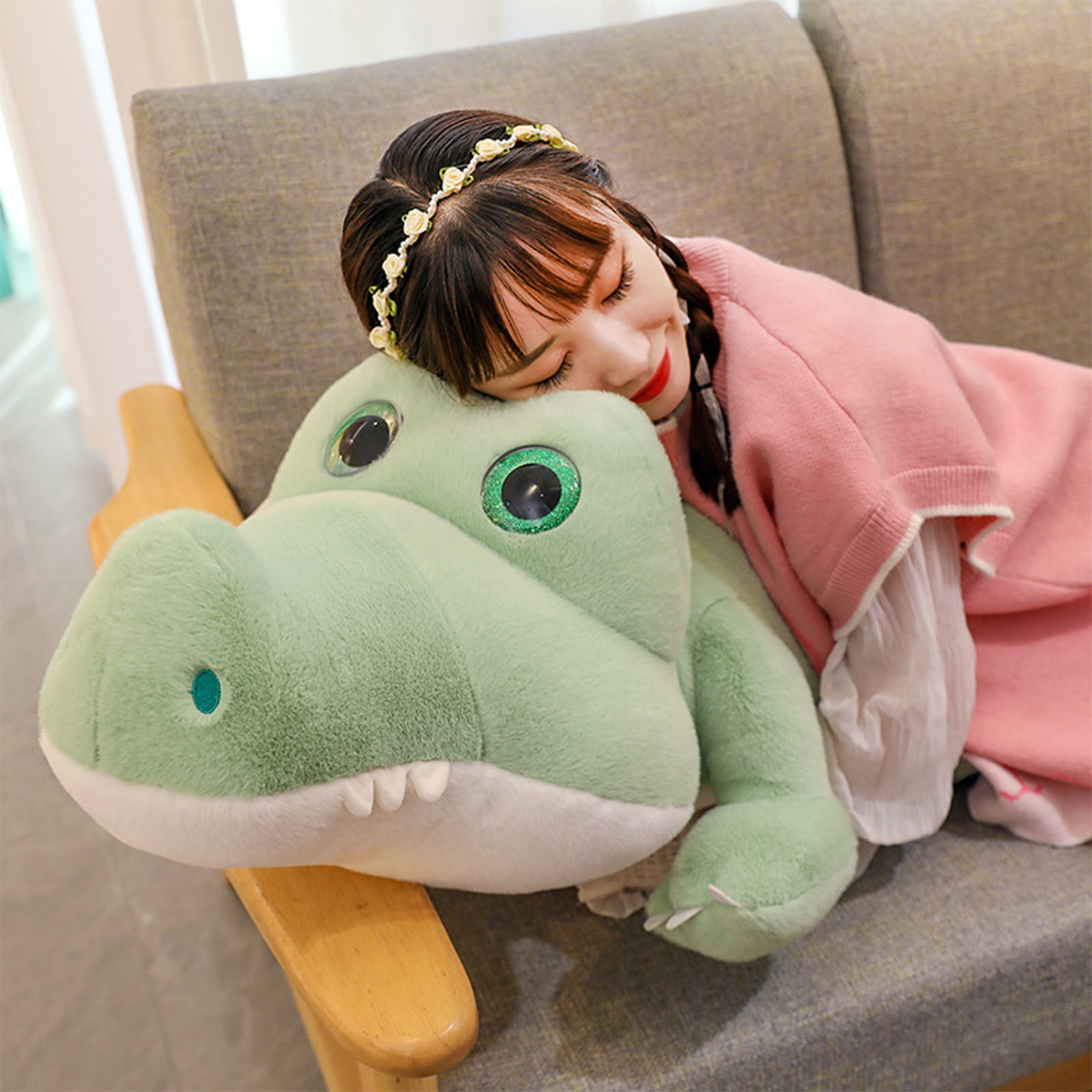 TOPRenddon Crocodile Big Hugging Pillow, Soft Alligator Plush Stuffed ...