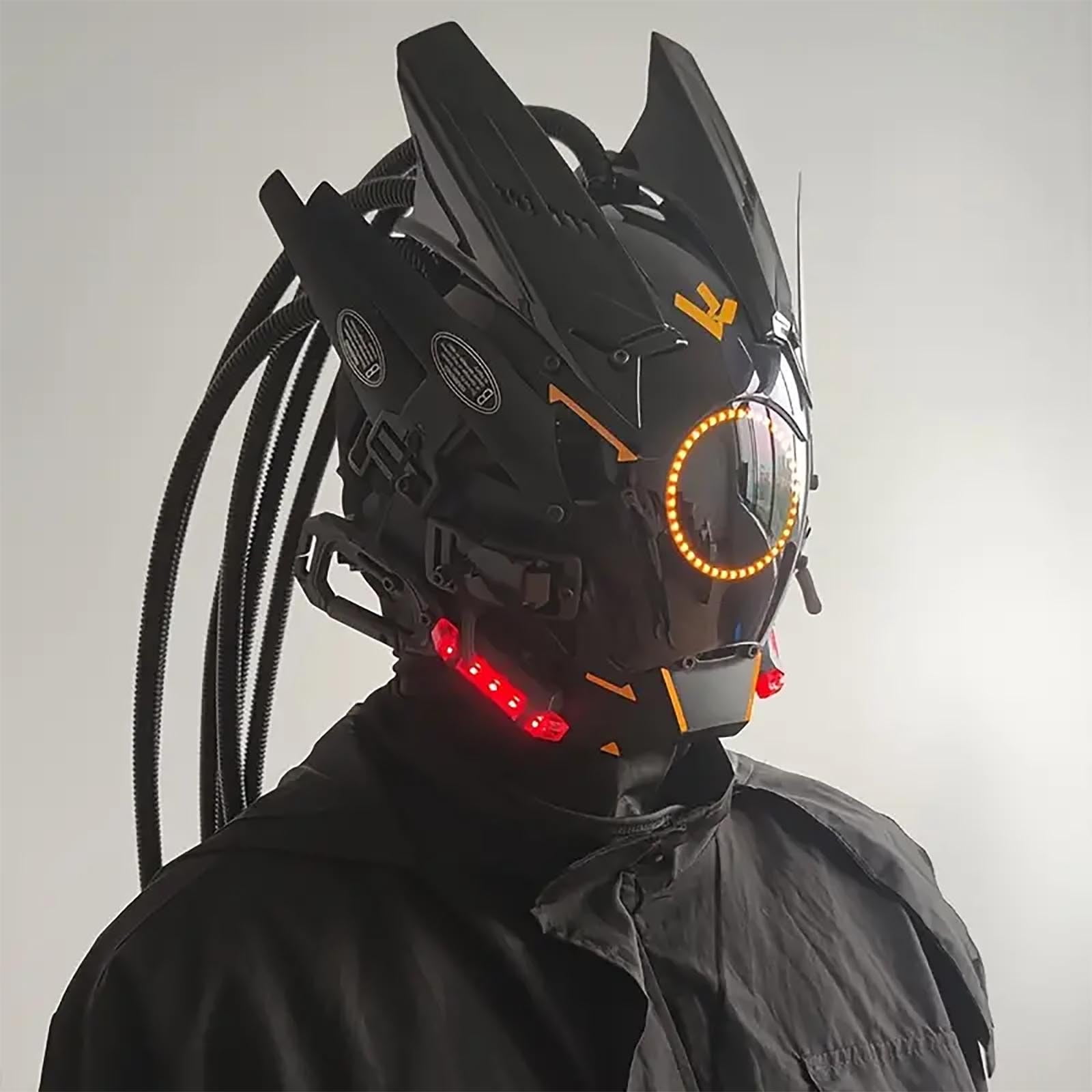 TOPRenddon Cyber Punk Mask Round Lamp Helmet Mask Cosplay for Men and ...