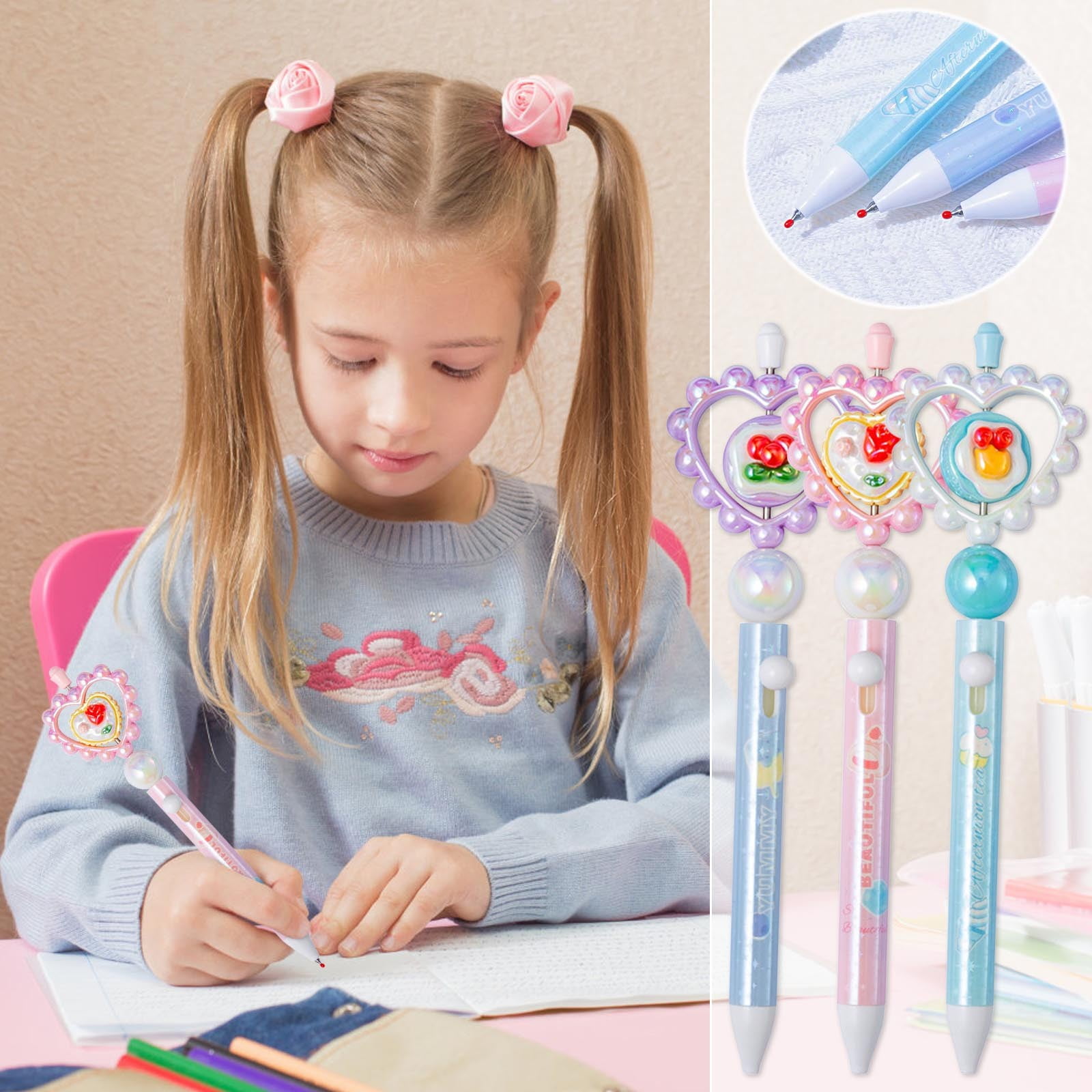 TOPRenddon DIY Bead Pen Kit for Kids - Butterfly Craft Neutral Pens ...
