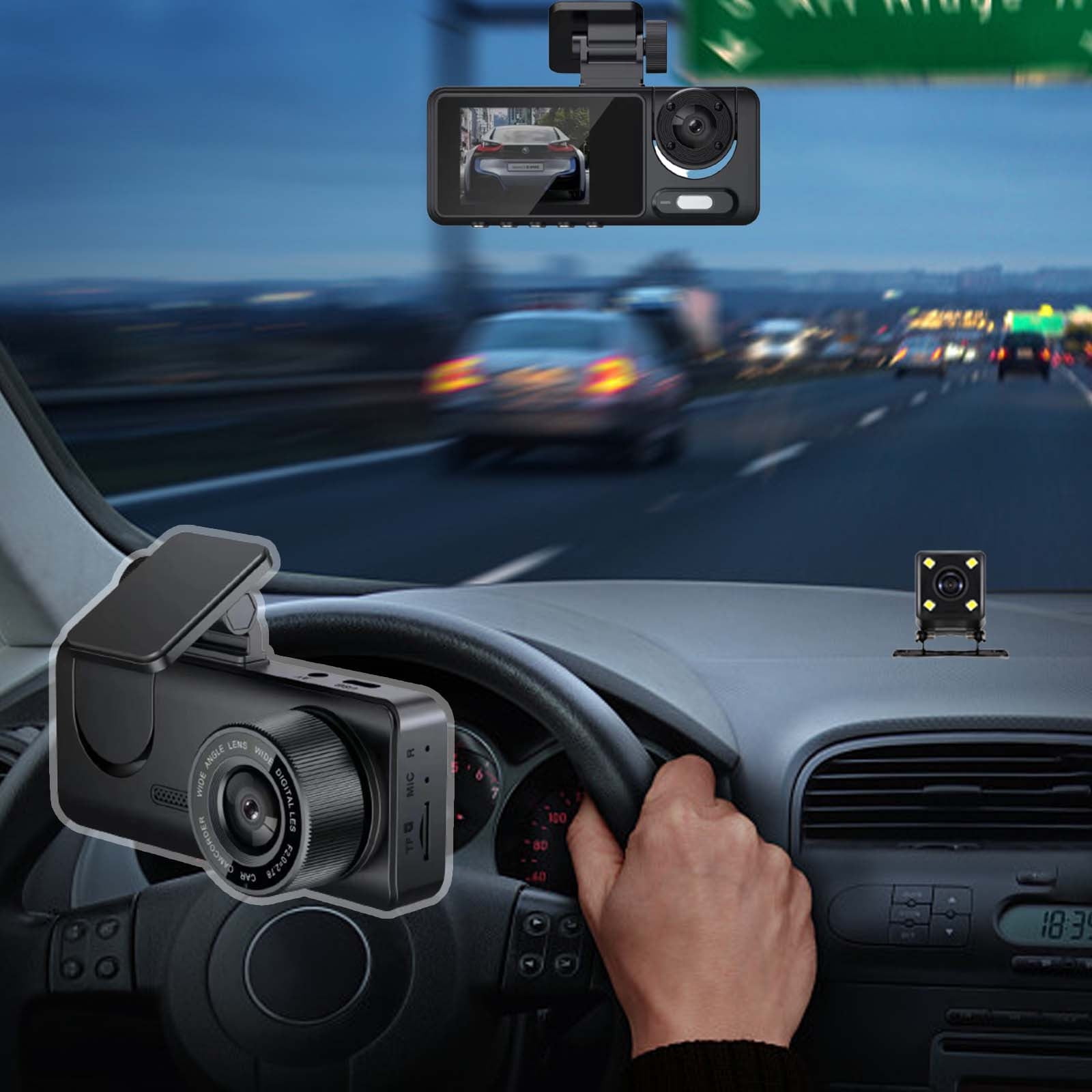 TOPRenddon Dash Cam Front and Inside，2-inch Dashcam 3-channel HD 1080P ...