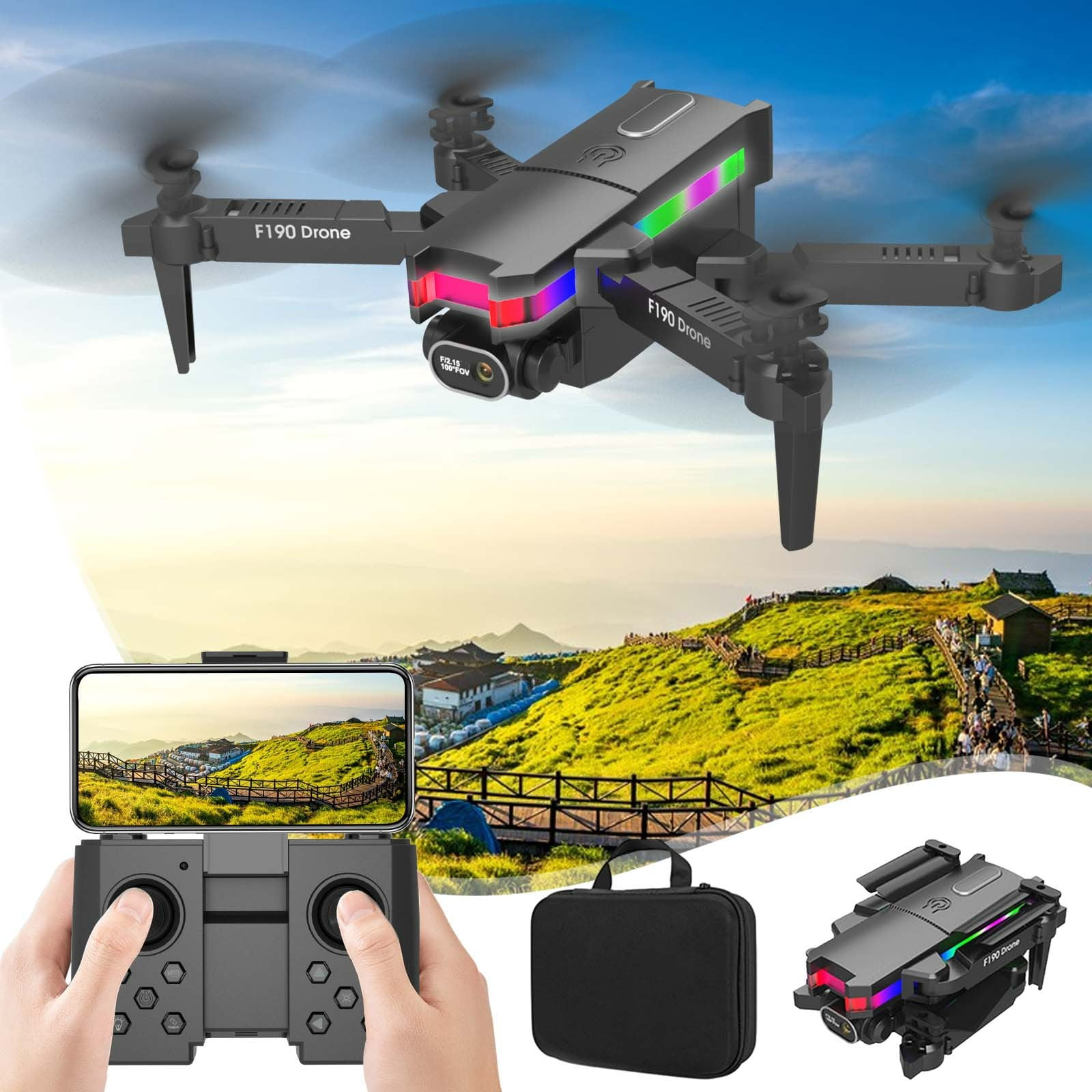 TOPRenddon Drones with Camera for Adults,Foldable Quadcopter,HD Camera ...