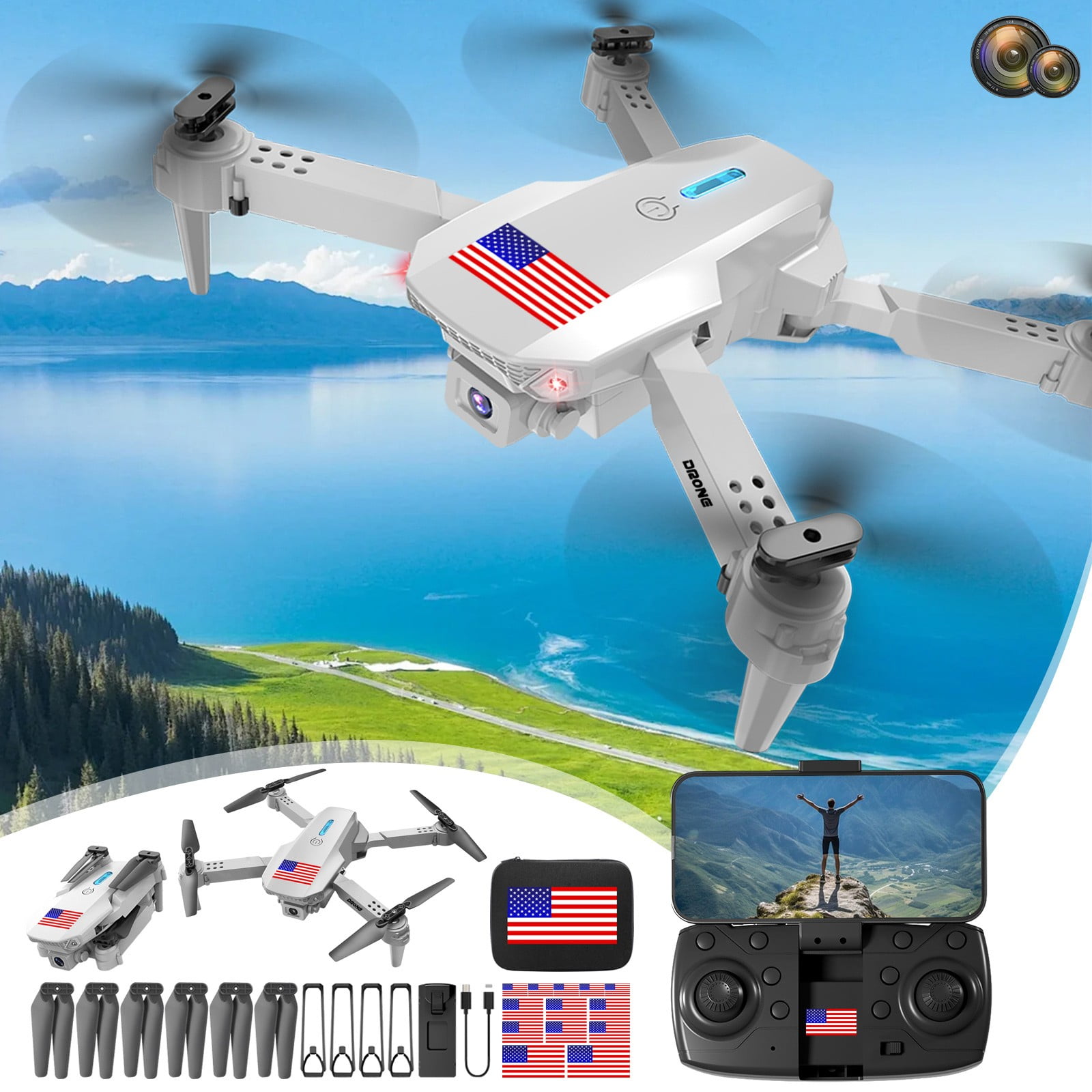 TOPRenddon Drones with Camera for Adults,Foldable Quadcopter,HD Camera ...