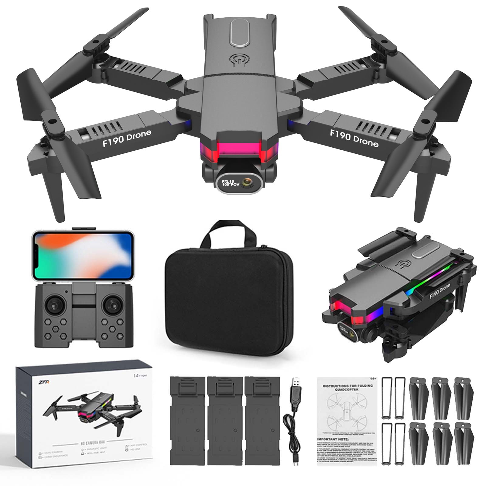 TOPRenddon Drones with Camera for Adults,Foldable Quadcopter,HD Camera ...