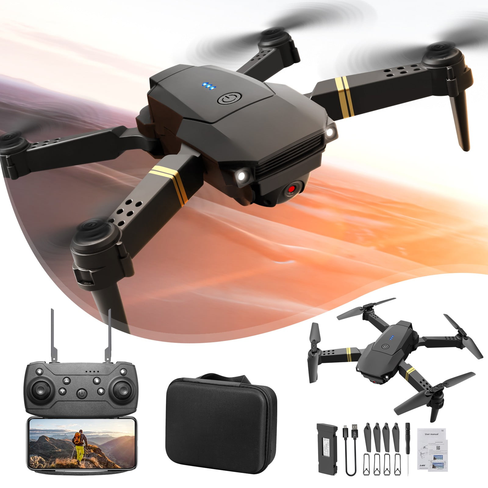 TOPRenddon Drones with Camera for kids,Foldable Quadcopter,HD Camera ...