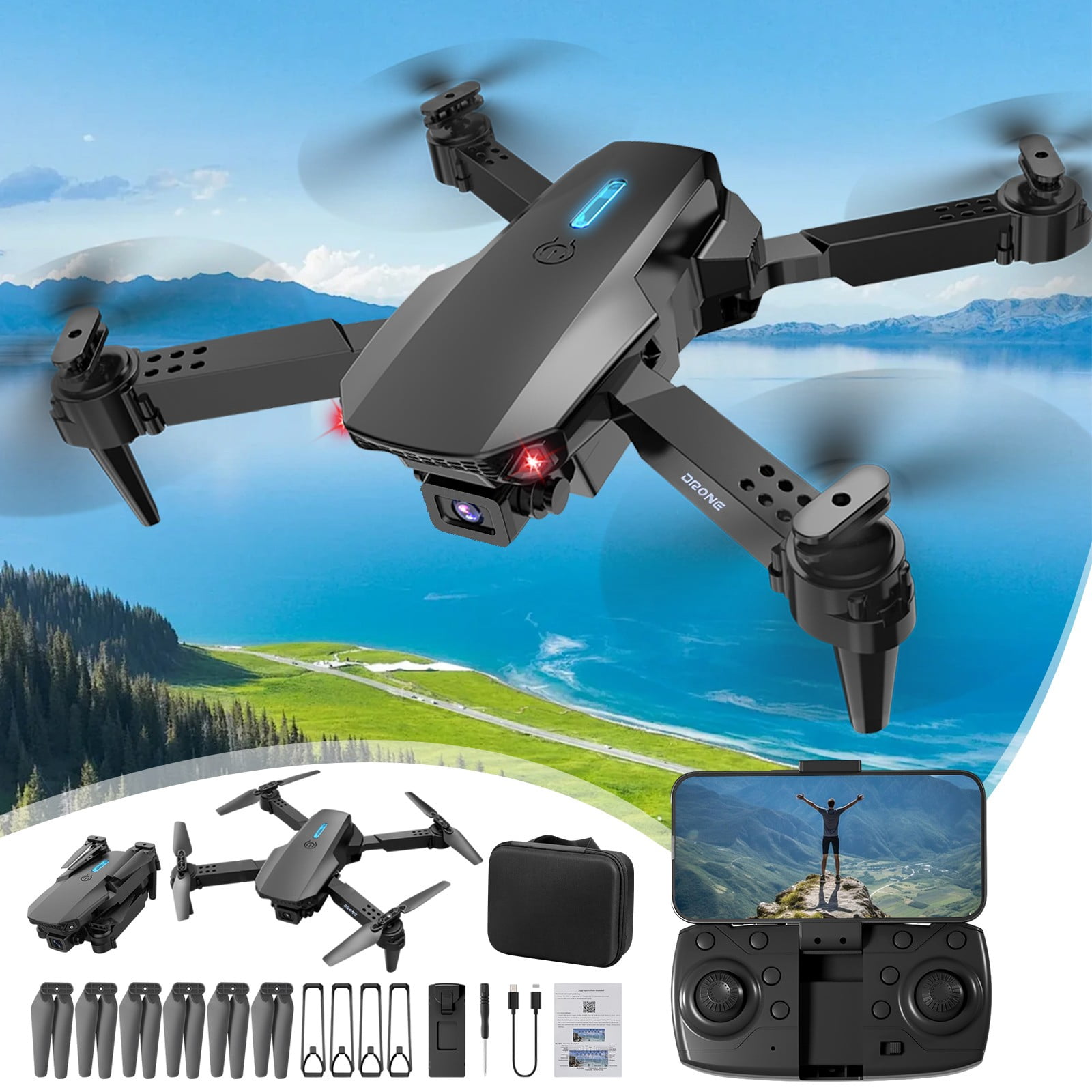 TOPRenddon Drones with Dual Camera for Adults,Foldable Quadcopter,HD ...