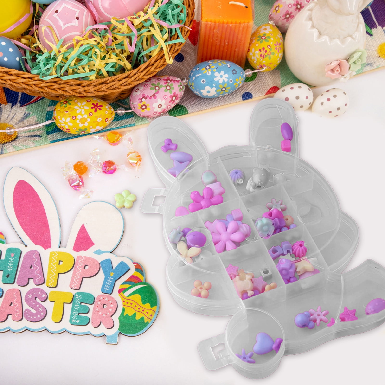 TOPRenddon Easter Candy Acrylic Boxes Treat Box with Bunny Lid Small ...