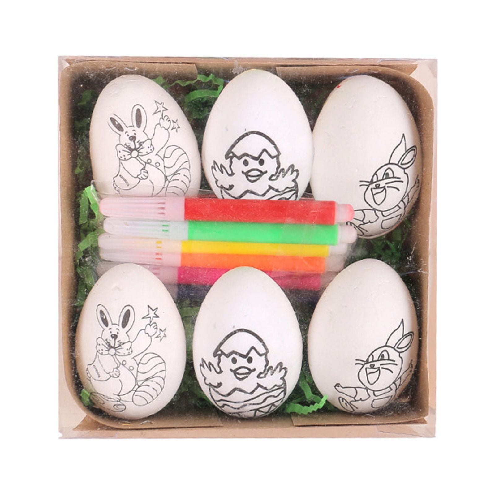 TOPRenddon Easter DIY Painting Kit with 6 Eggs & 6 Paint Pens - Non ...