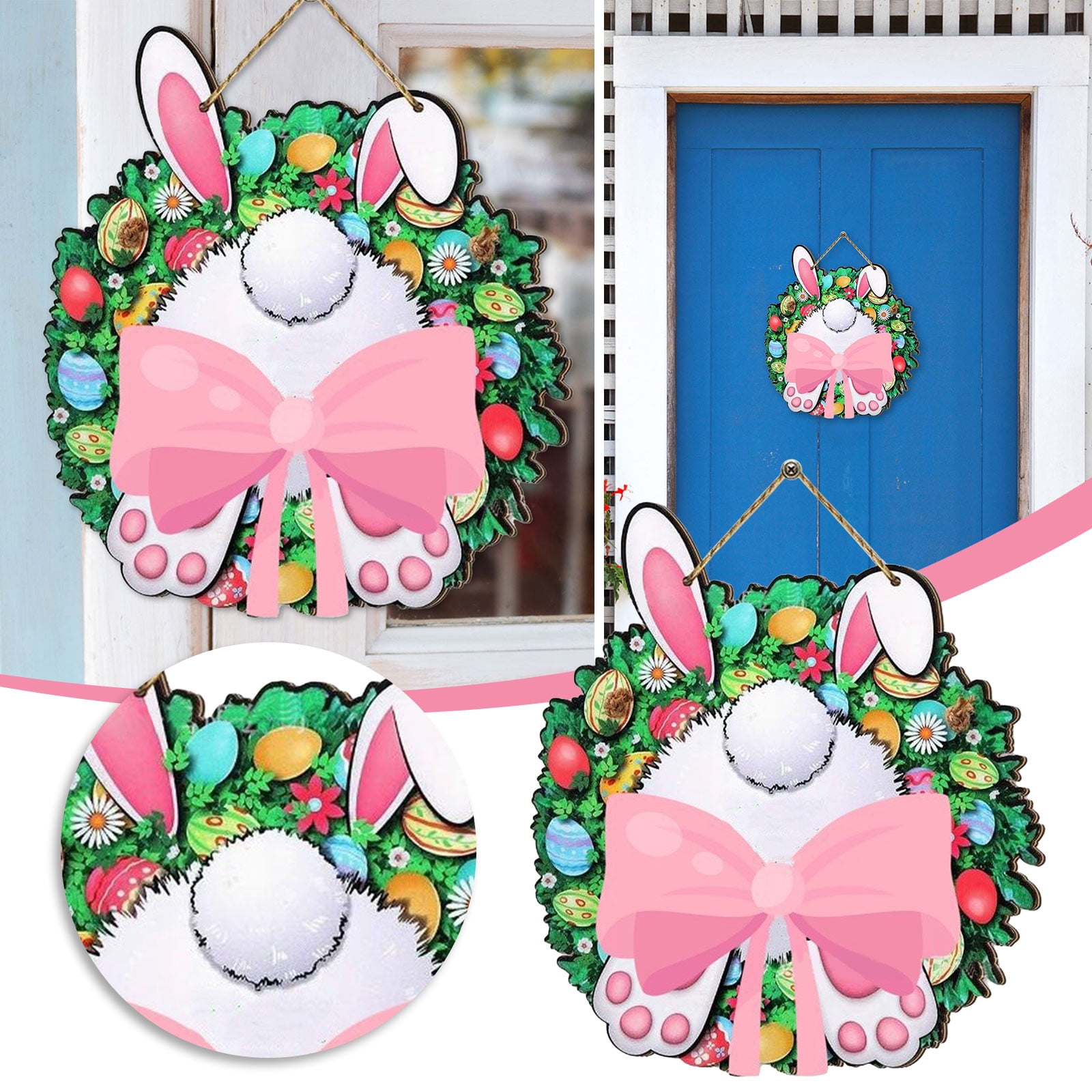 TOPRenddon Easter Door Decorations Bunny Butt Wreath Kit Easter Spring ...