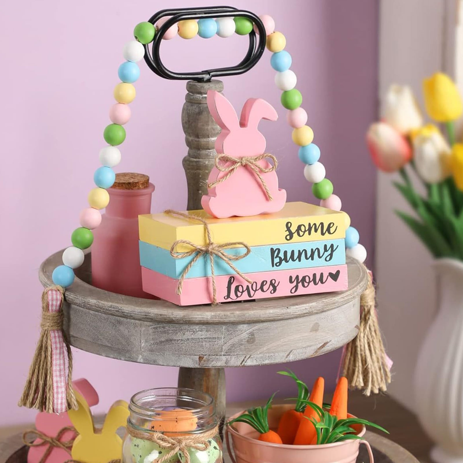 TOPRenddon Easter Tiered Tray Decor, Spring Tray Table Shelf Deco for ...