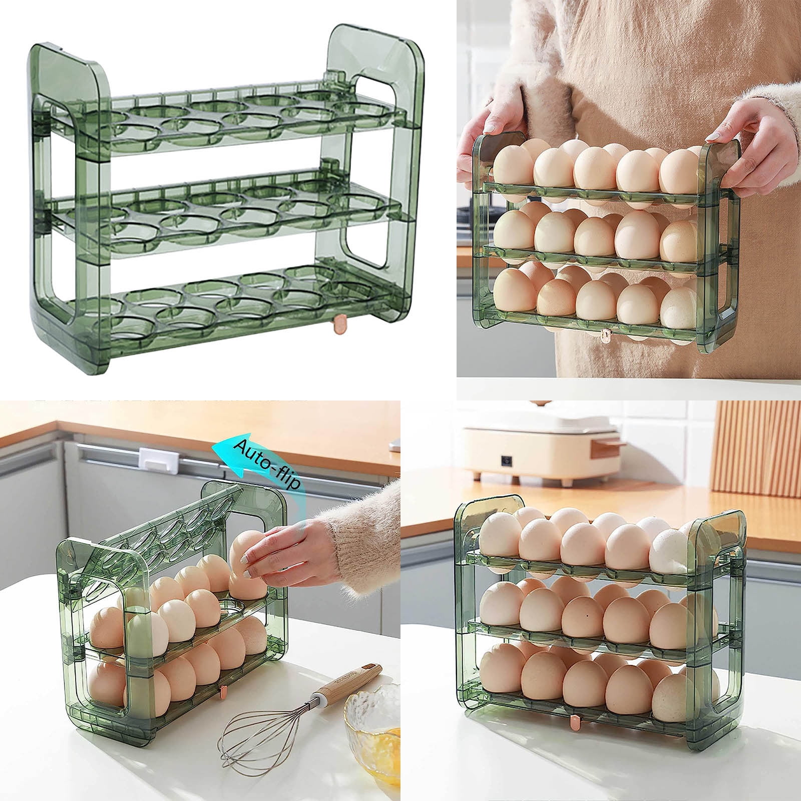 TOPRenddon Egg Holder for Fridge，Flip Type Storage Box, Refrigerator ...