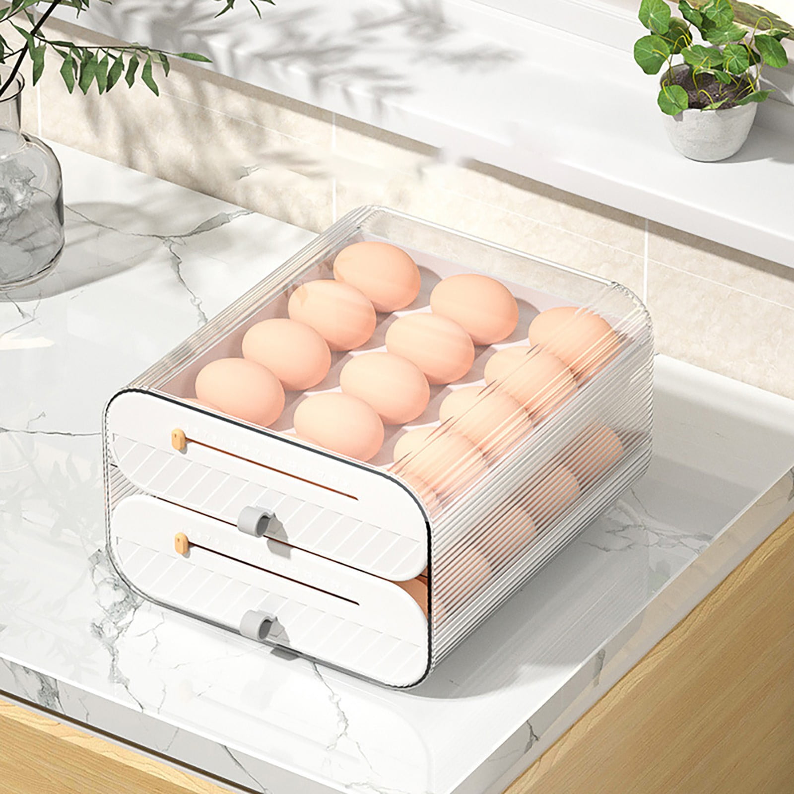 TOPRenddon Egg Storage Drawer，Large Capacity Eggs Holder For Refrigerator - Stackable 36-grid ...