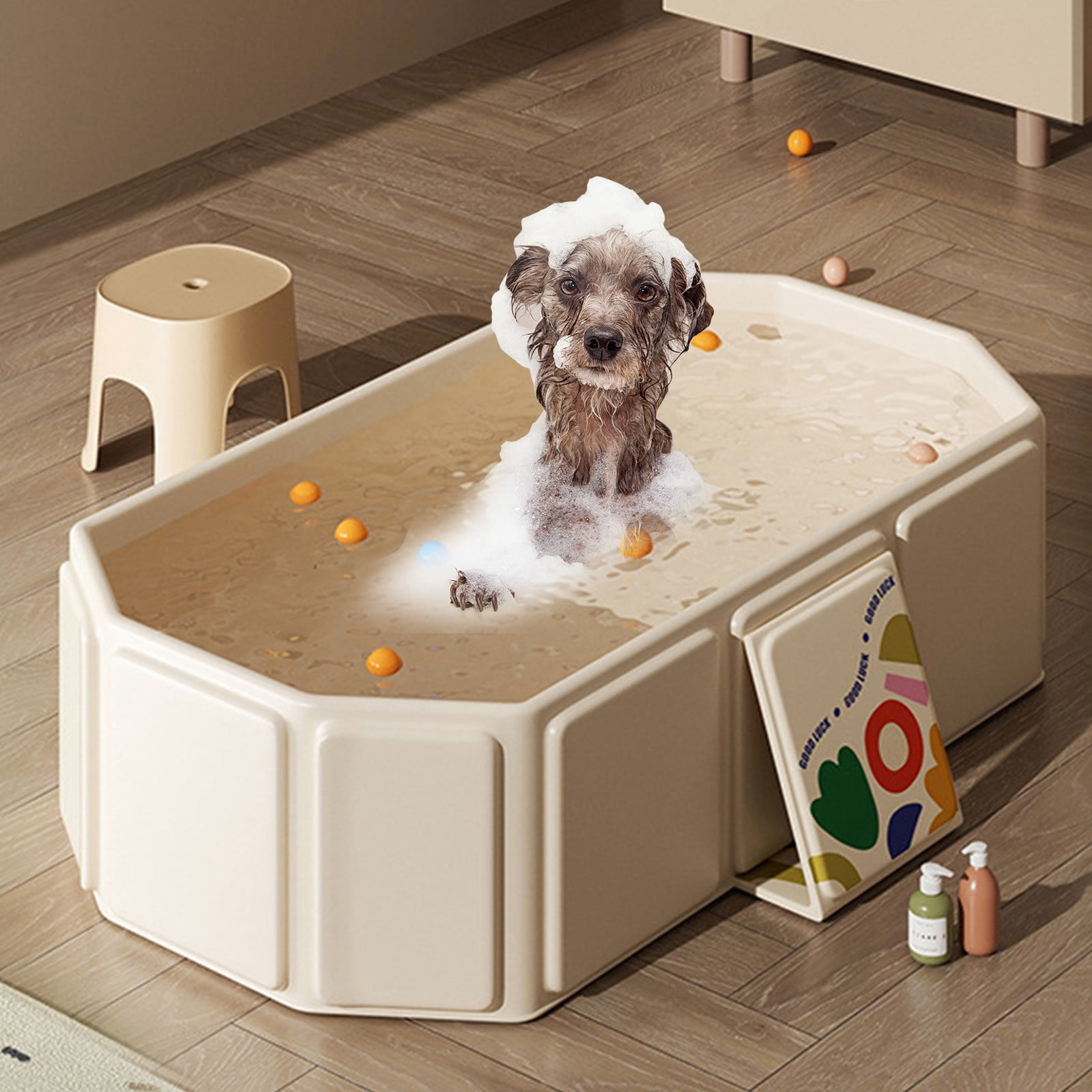 TOPRenddon Extra Large Foldable Pet Bathtub – Collapsible Dog Bath Tub ...
