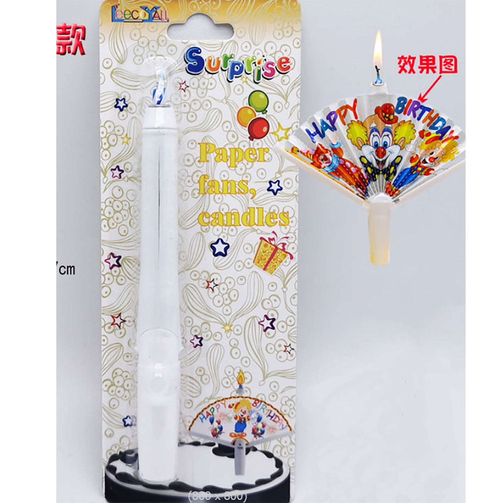 TOPRenddon Fan Shaped Clown Birthday Candle with Burst-Up Surprise for ...