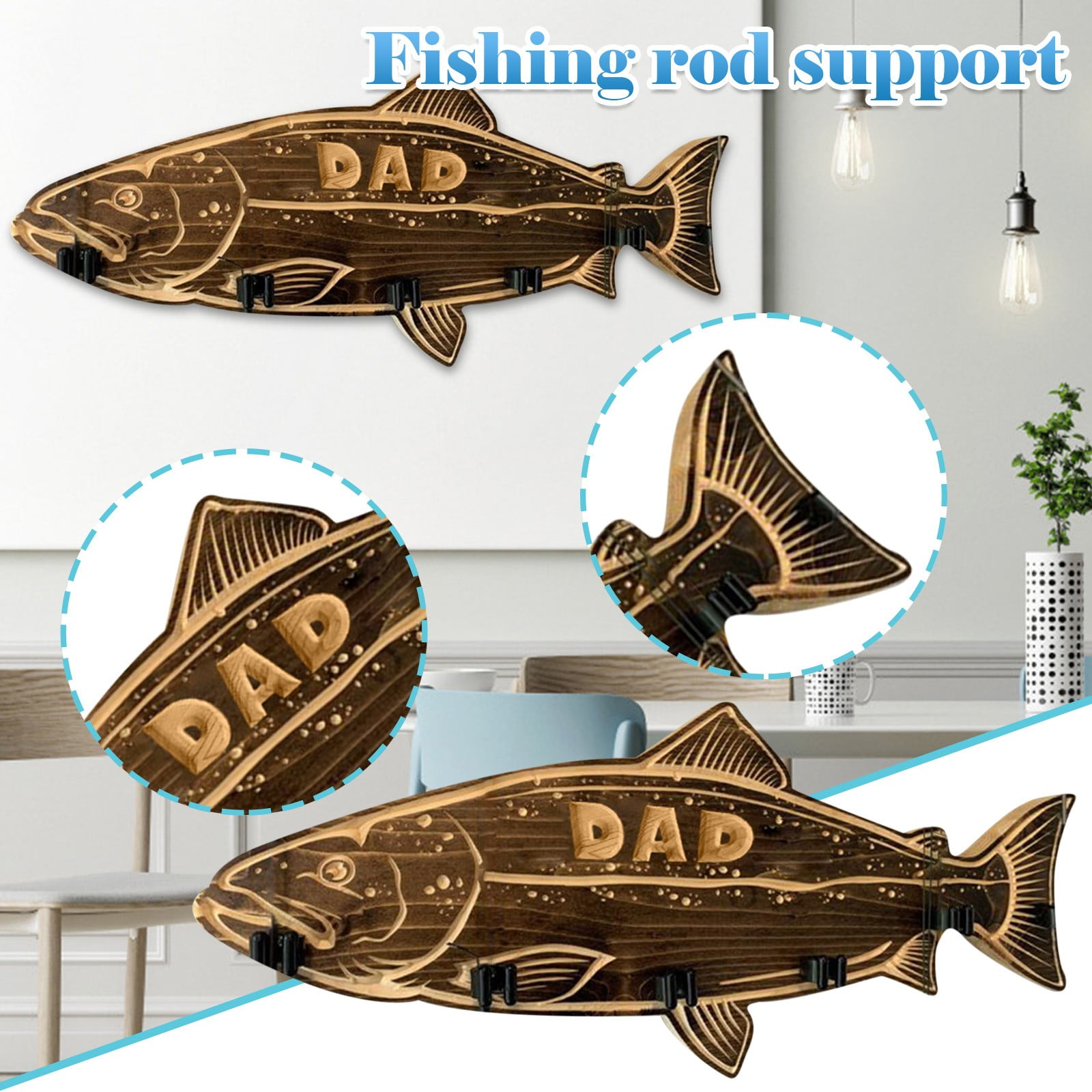 TOPRenddon Fathers Day Gifts From Daughter Son，Wood Salmon Fishing Rod ...