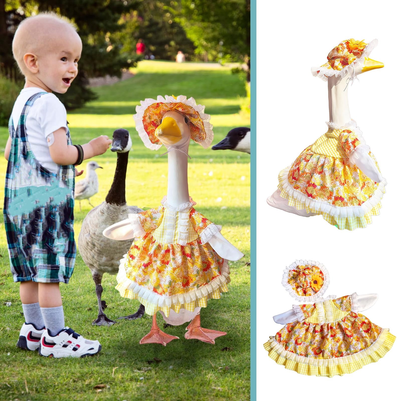 TOPRenddon Goose Outfit Set with Dress and Hat for 23-Inch Lawn Geese ...