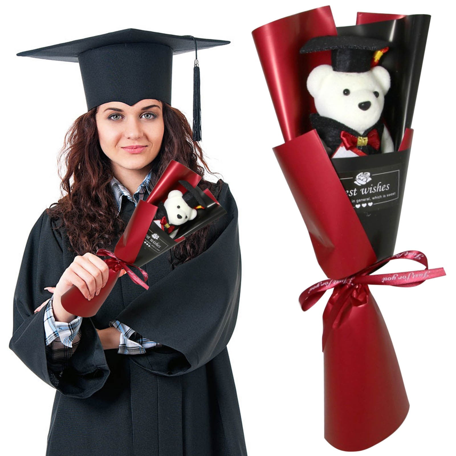 TOPRenddon Graduation Teddy Bear Bouquet – Cute Plush Bear with Cap ...