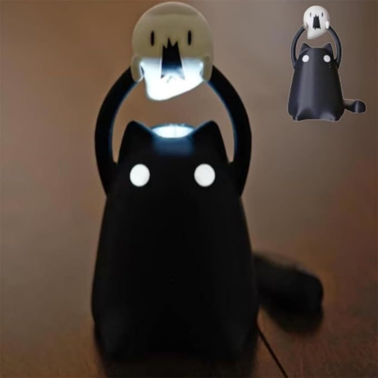 TOPRenddon Halloween Glowing Kitten Statue, Black Cat and Ghost Animal ...